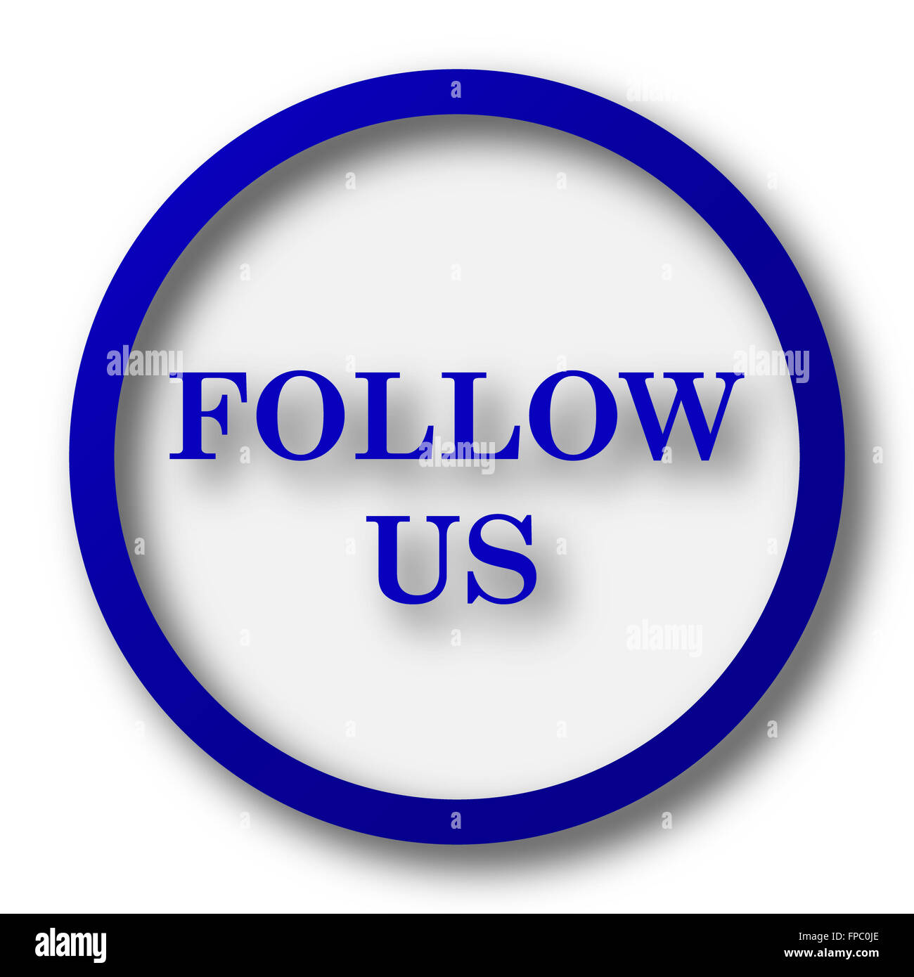 Follow us icon. Blue internet button on white background Stock Photo ...