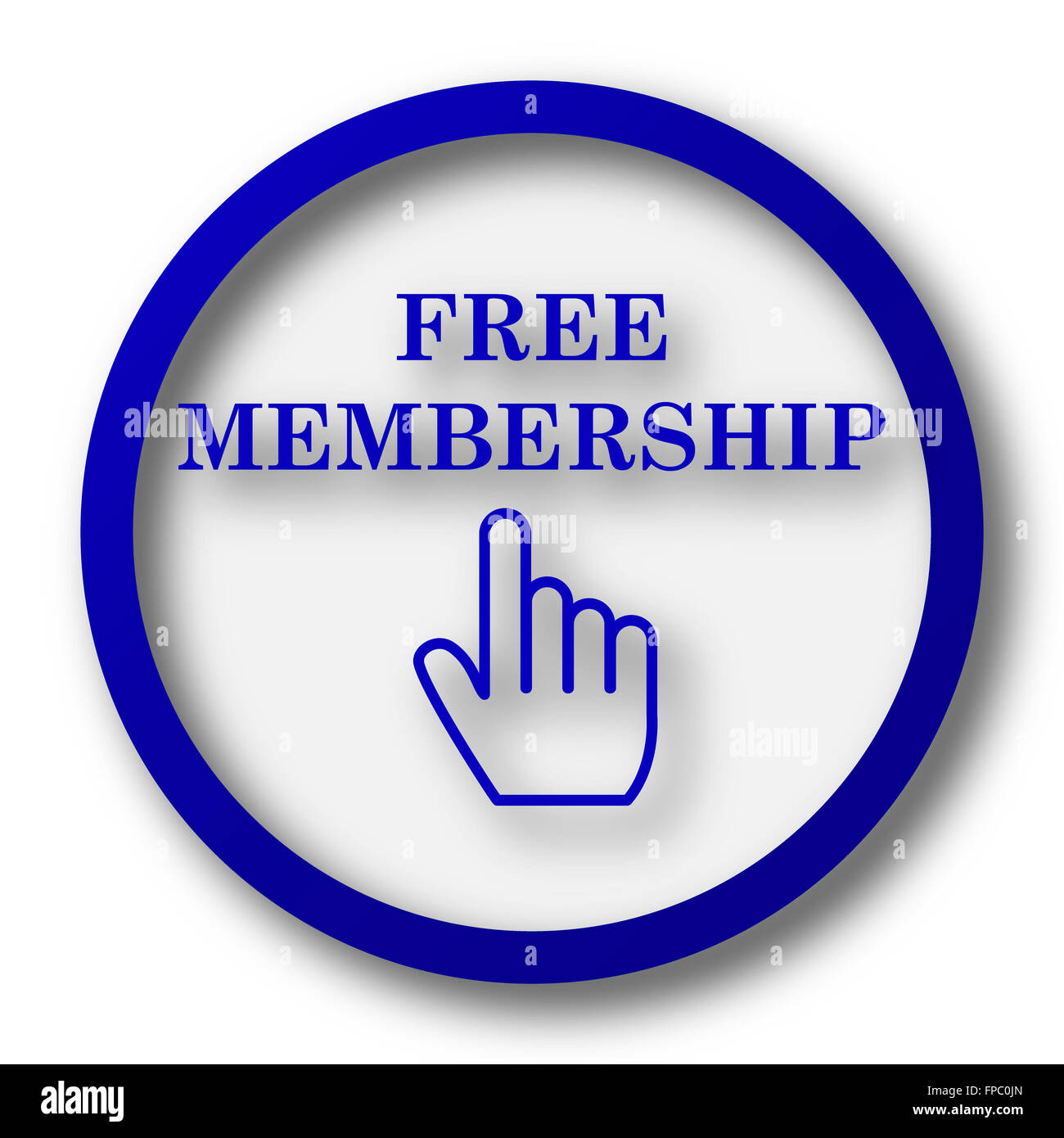 Free membership icon. Blue internet button on white background Stock ...