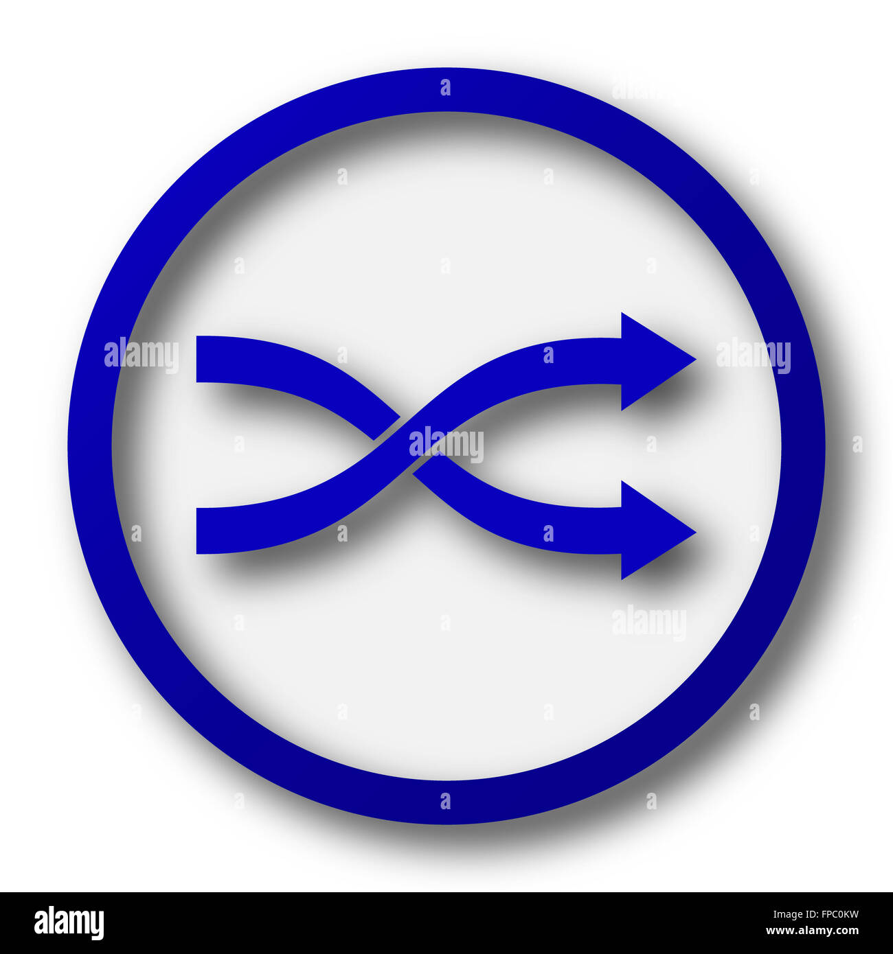 Shuffle icon. Blue internet button on white background Stock Photo - Alamy