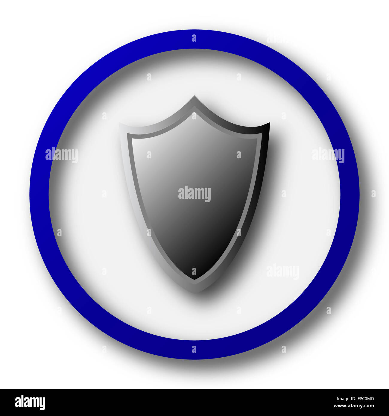 Shield icon. Blue internet button on white background Stock Photo - Alamy