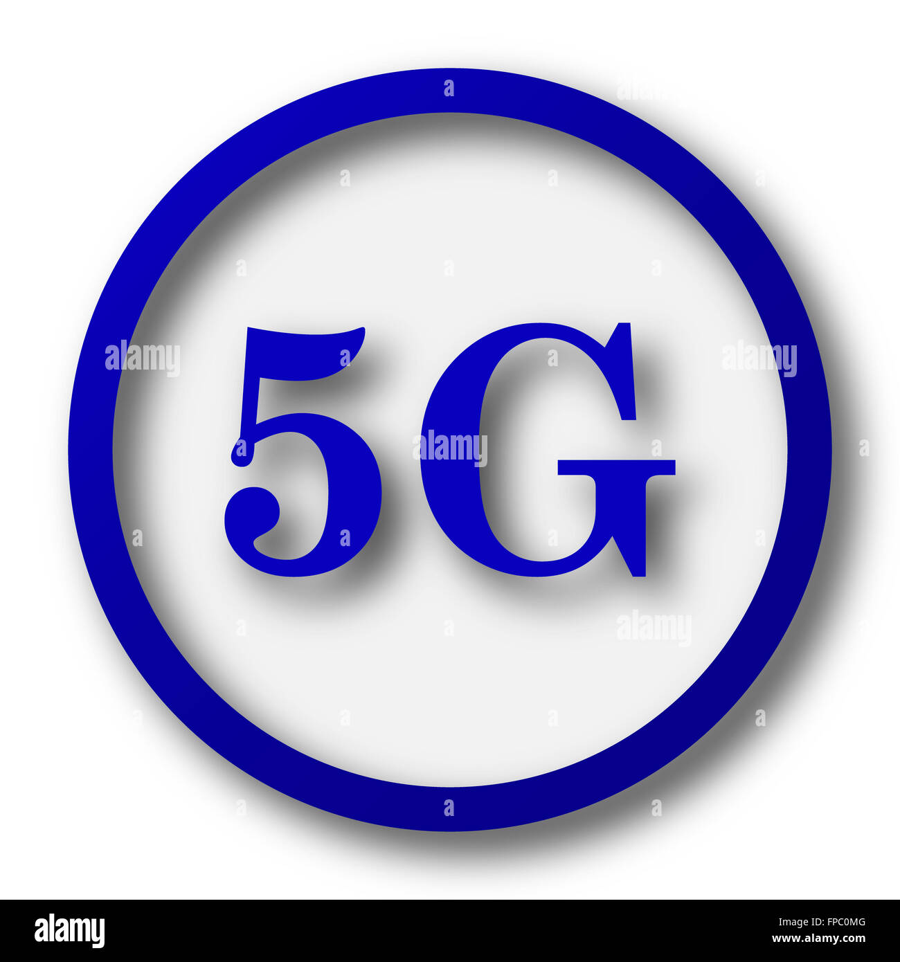 5G icon. Blue internet button on white background Stock Photo - Alamy