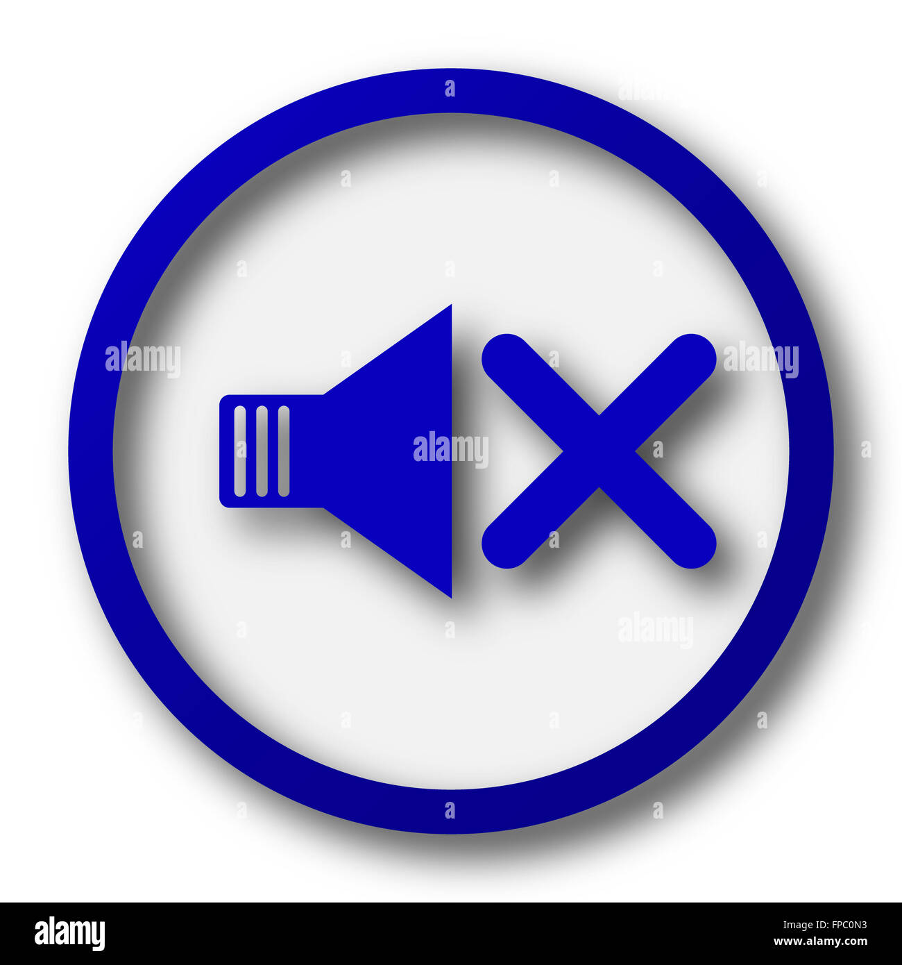 No sound icon. Blue internet button on white background Stock Photo - Alamy
