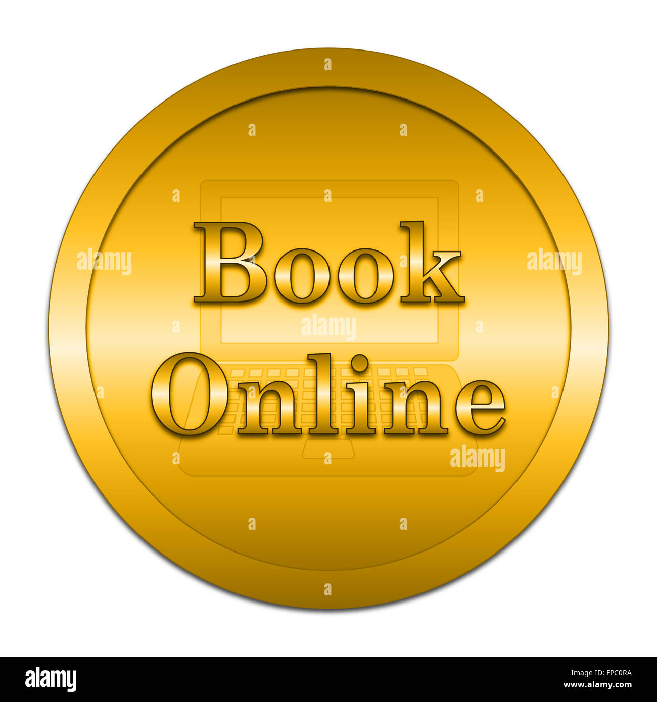 Book online icon. Internet button on white background Stock Photo - Alamy