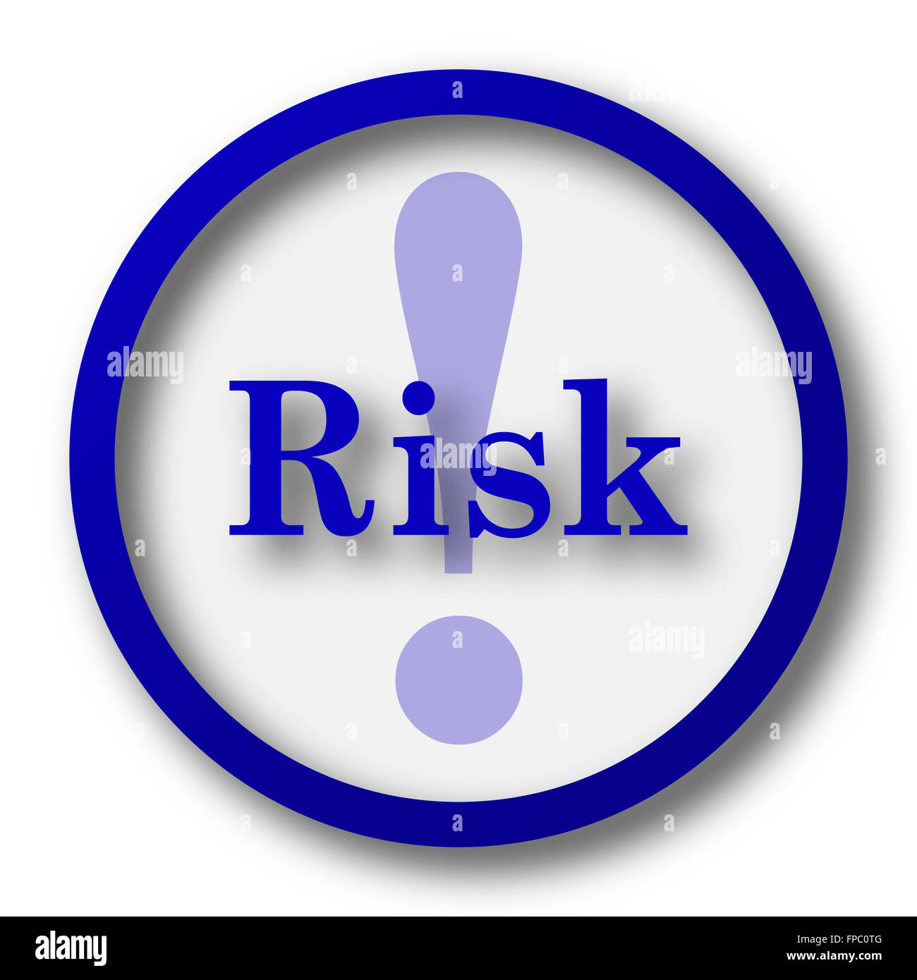 Risk icon. Blue internet button on white background Stock Photo - Alamy