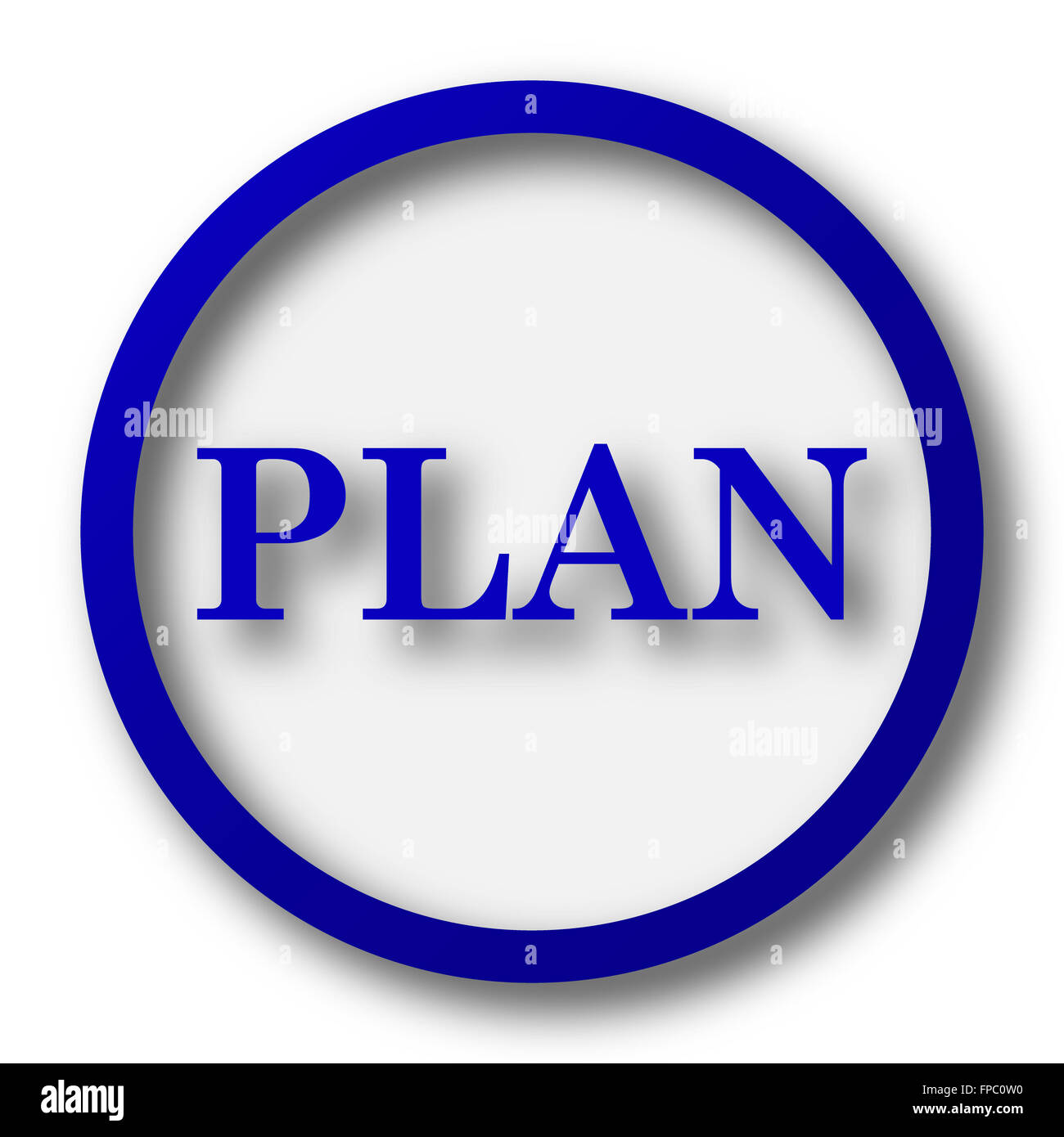 Plan icon. Blue internet button on white background Stock Photo - Alamy