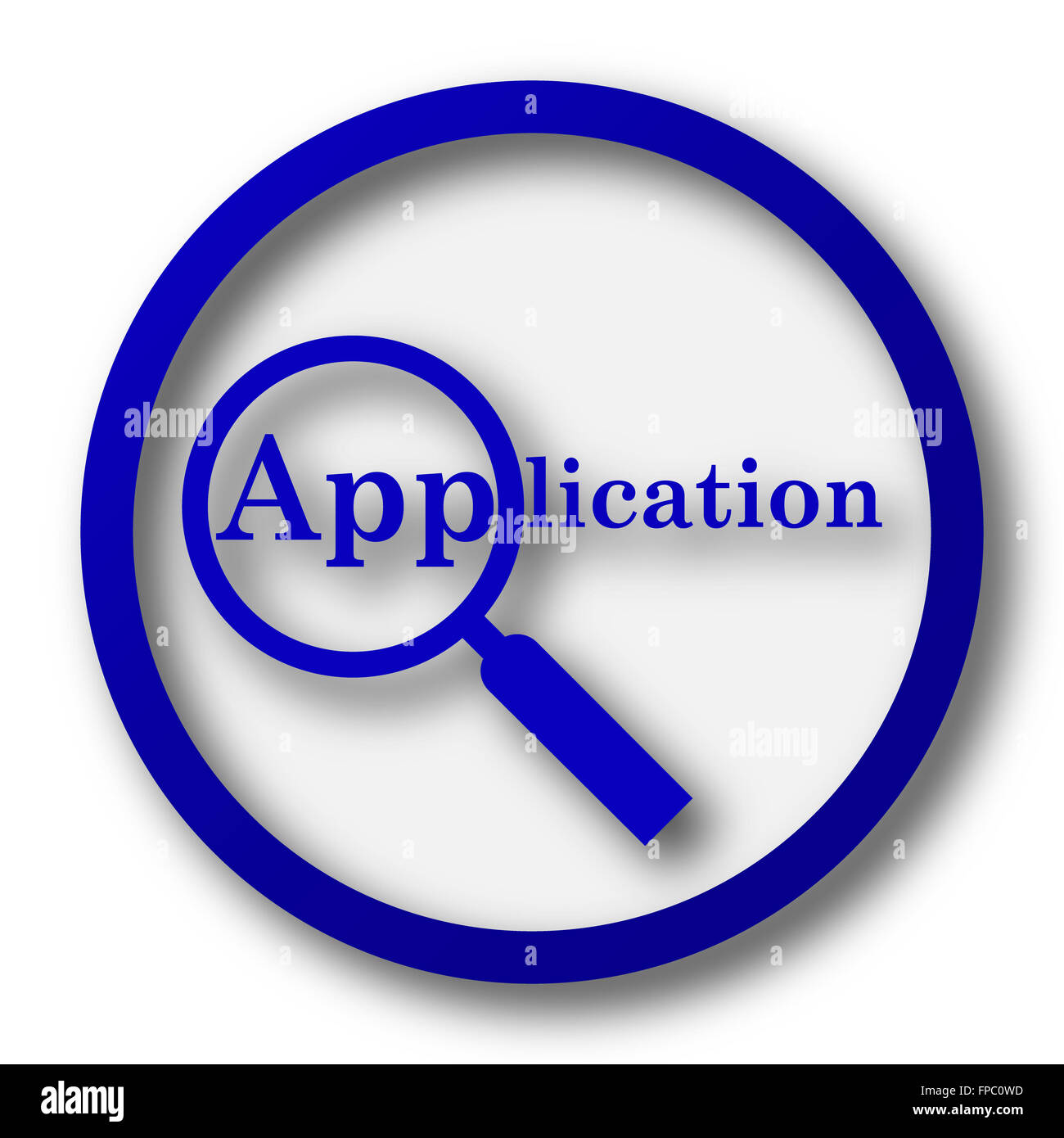 Application icon. Blue internet button on white background Stock Photo ...