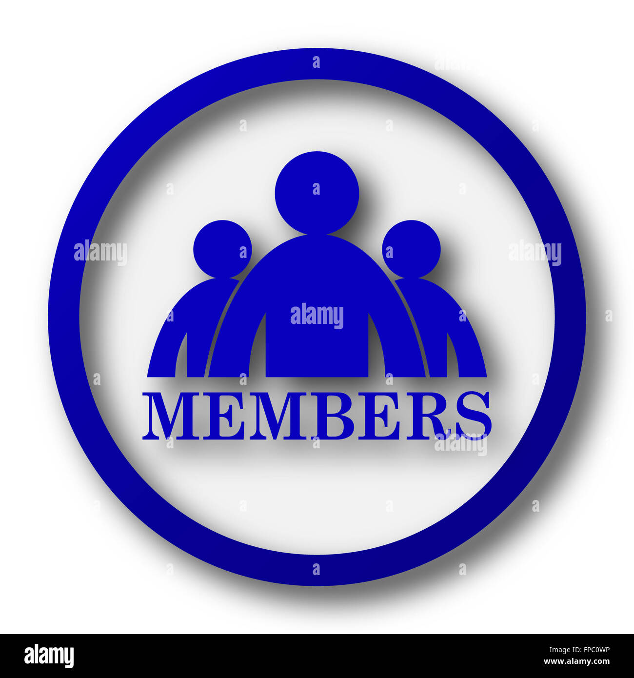 Members icon. Blue internet button on white background Stock Photo - Alamy