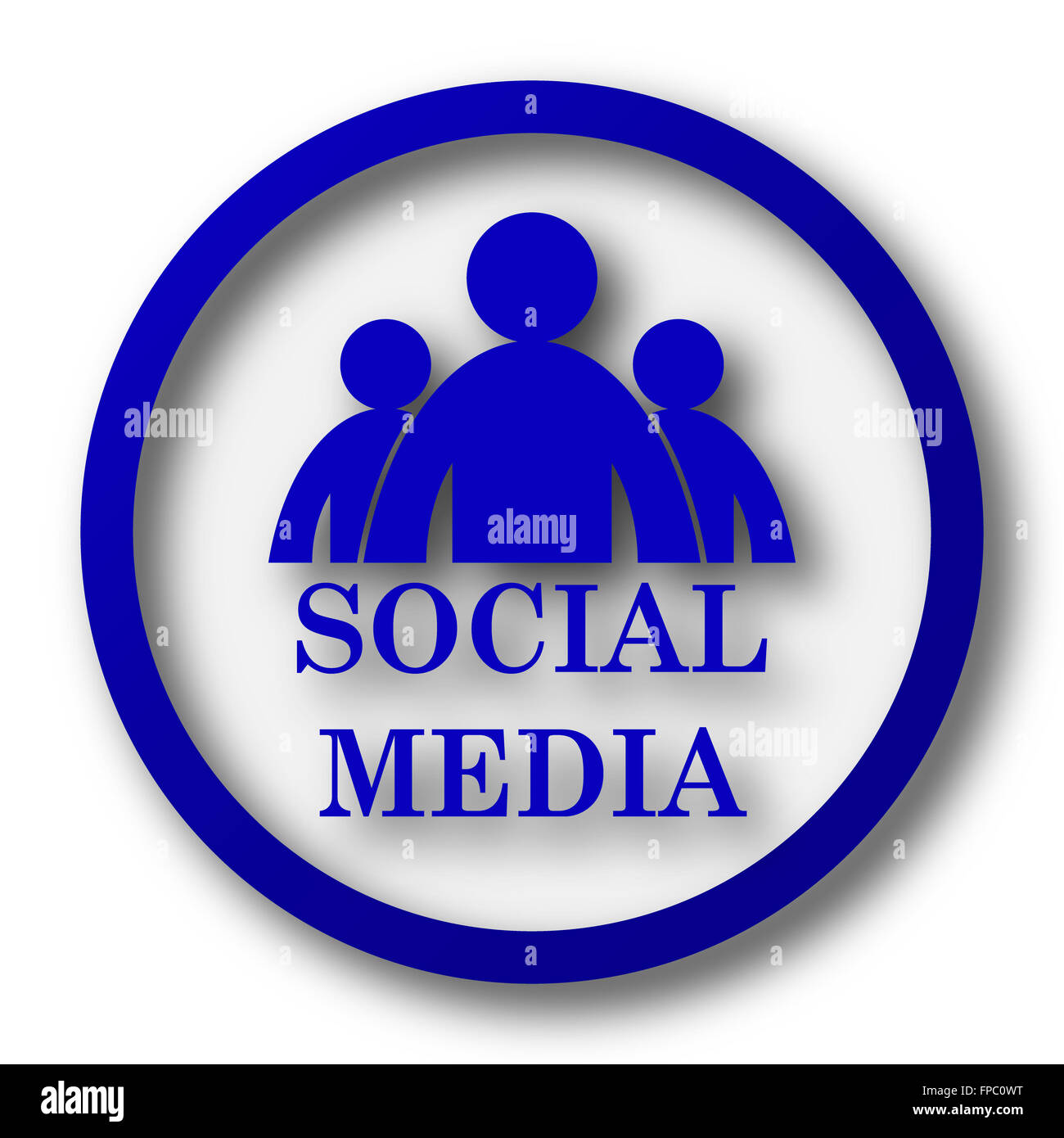 Social media icon. Blue internet button on white background Stock Photo ...