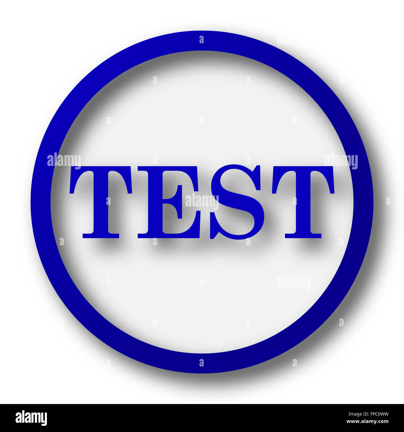 Test icon. Blue internet button on white background Stock Photo - Alamy