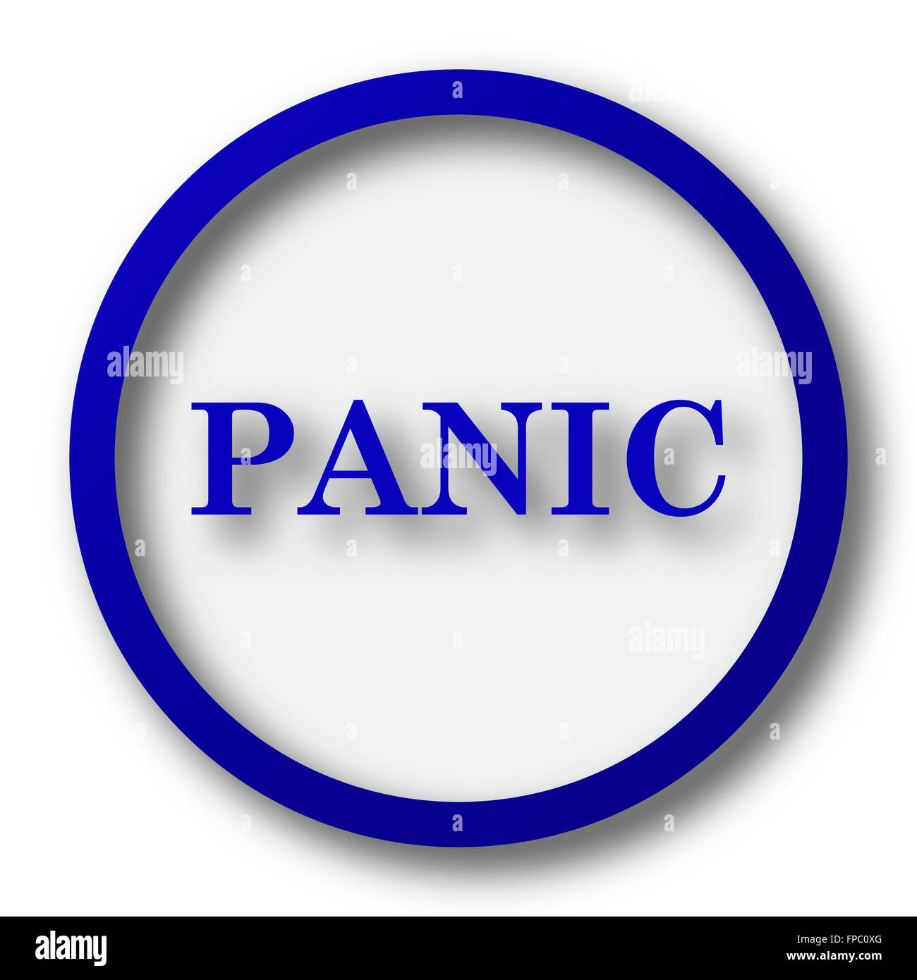 Panic icon. Blue internet button on white background Stock Photo - Alamy