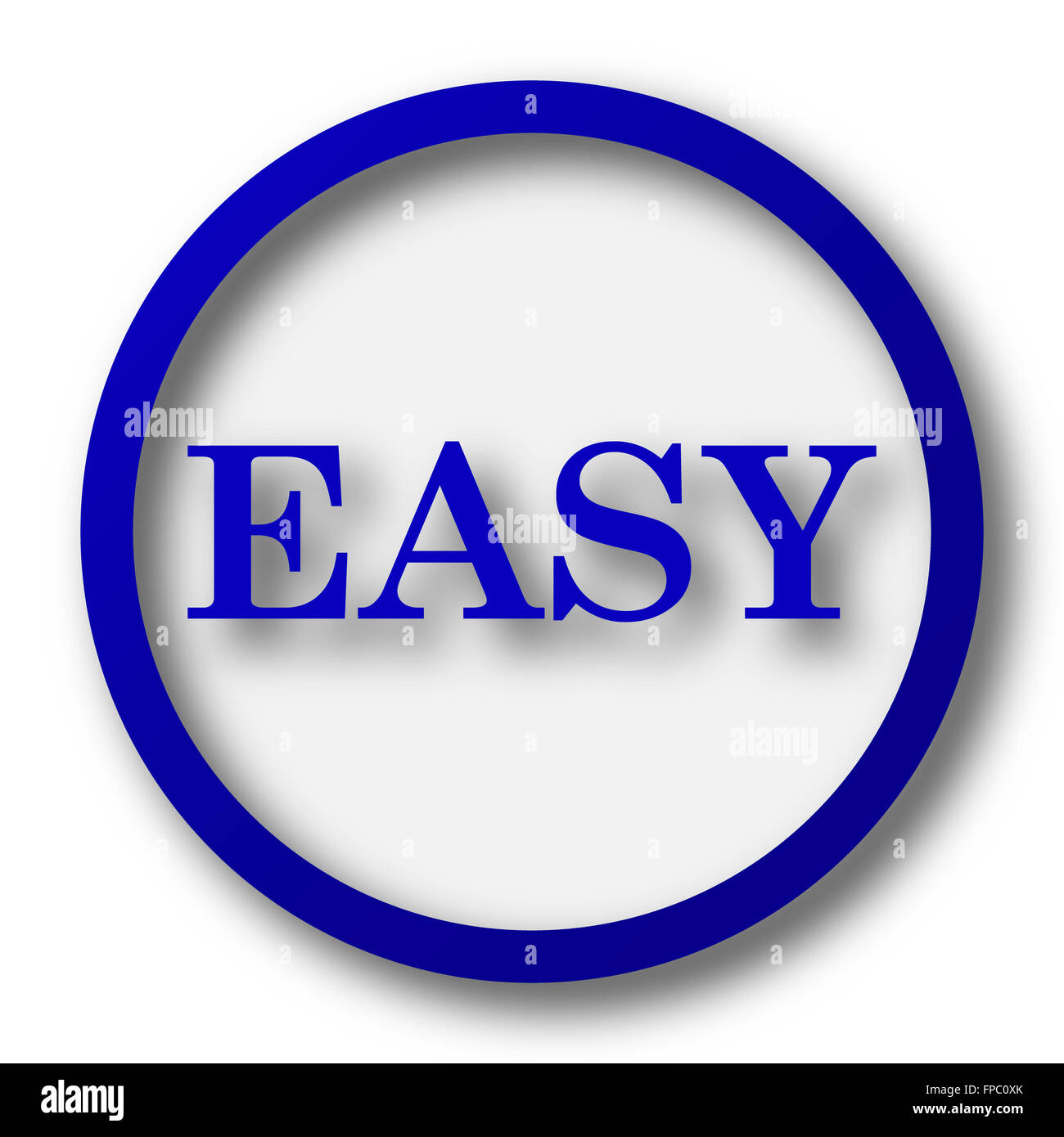 Easy icon. Blue internet button on white background Stock Photo - Alamy
