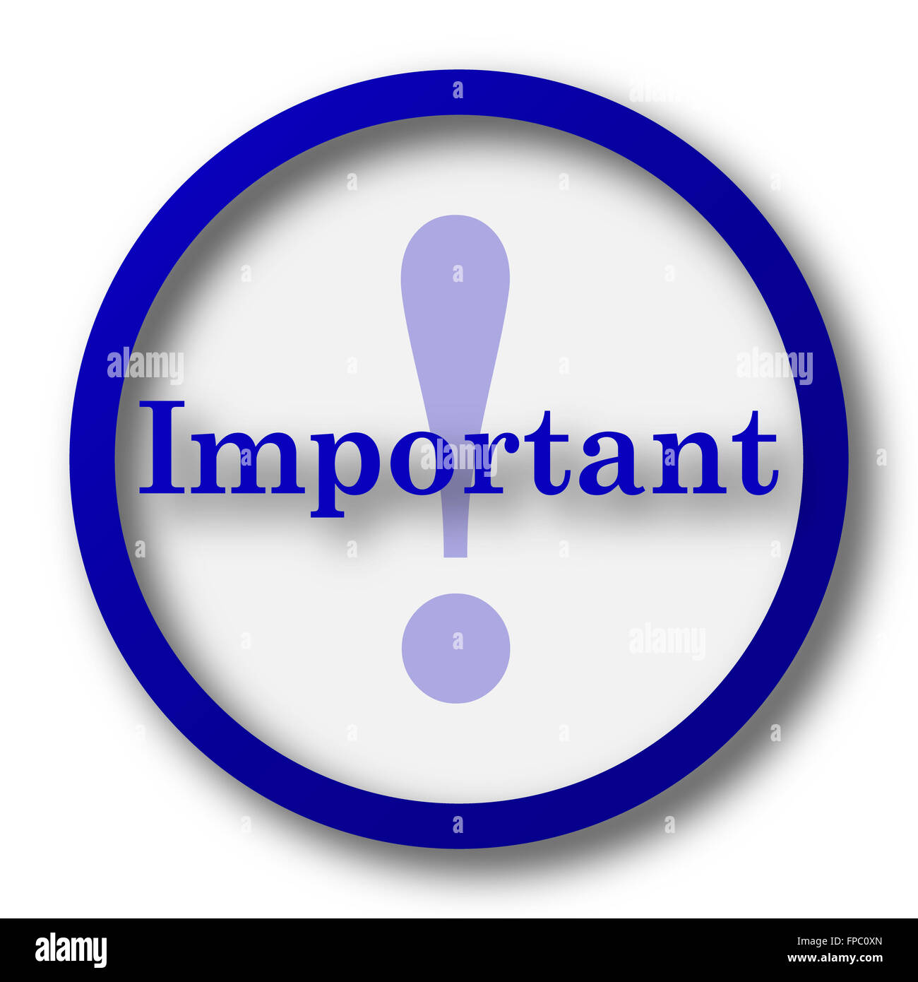 Important icon. Blue internet button on white background Stock Photo ...