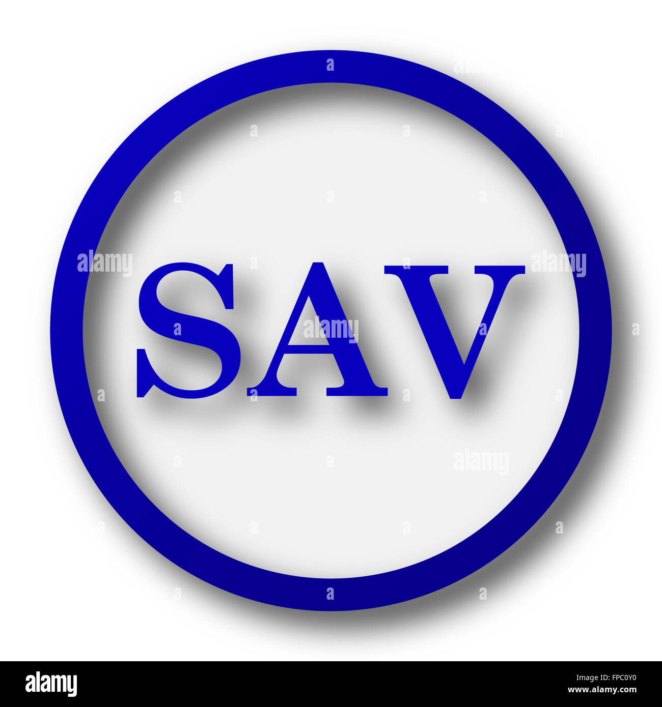SAV icon. Blue internet button on white background Stock Photo - Alamy