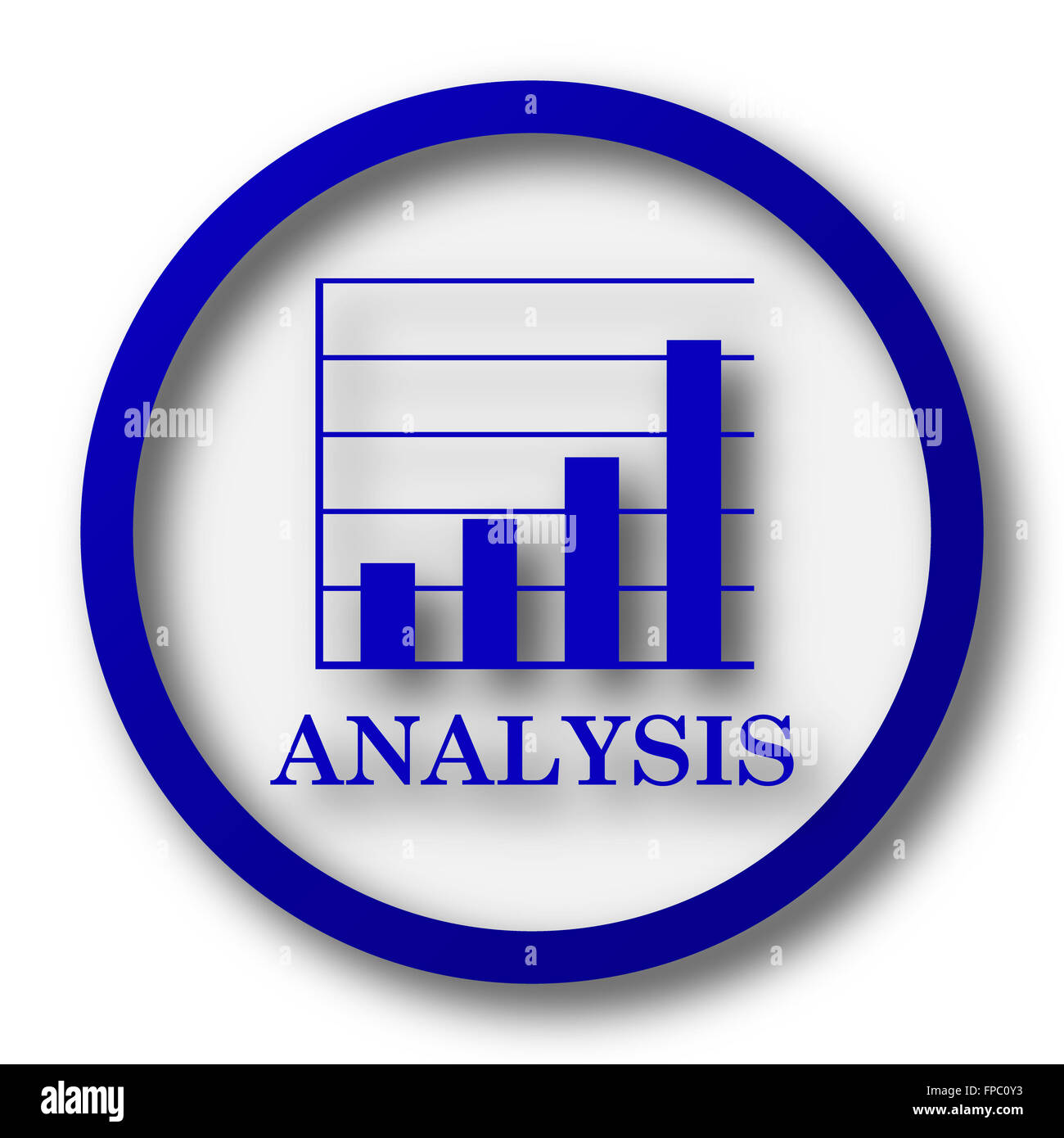 Analysis icon. Blue internet button on white background Stock Photo - Alamy