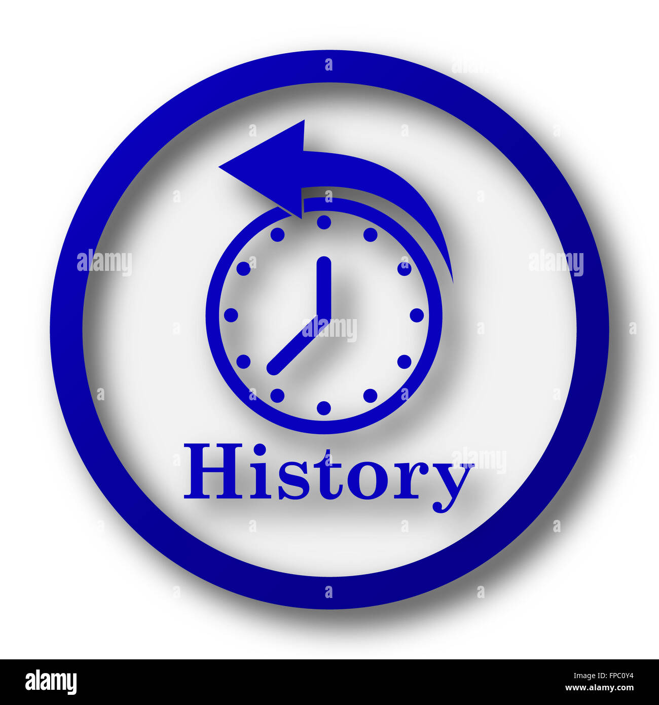 History icon. Blue internet button on white background Stock Photo - Alamy