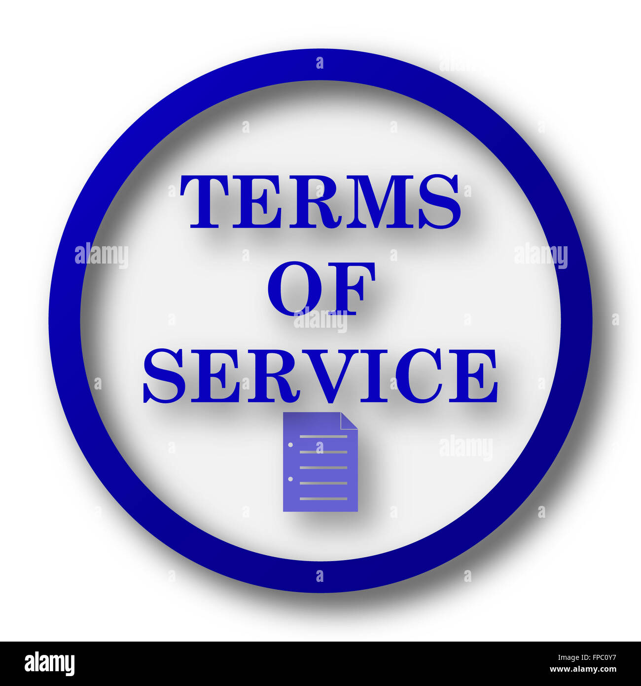 Terms of service icon. Blue internet button on white background Stock ...