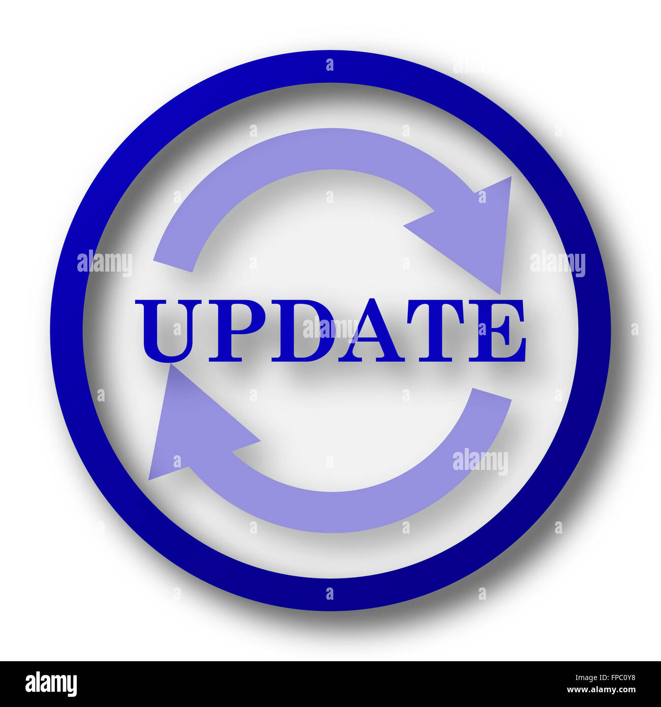 Update icon. Blue internet button on white background Stock Photo - Alamy