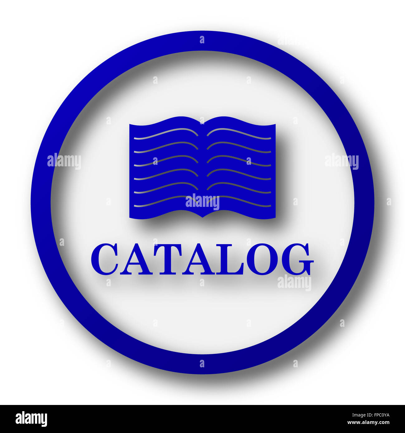 Catalog icon. Blue internet button on white background Stock Photo - Alamy