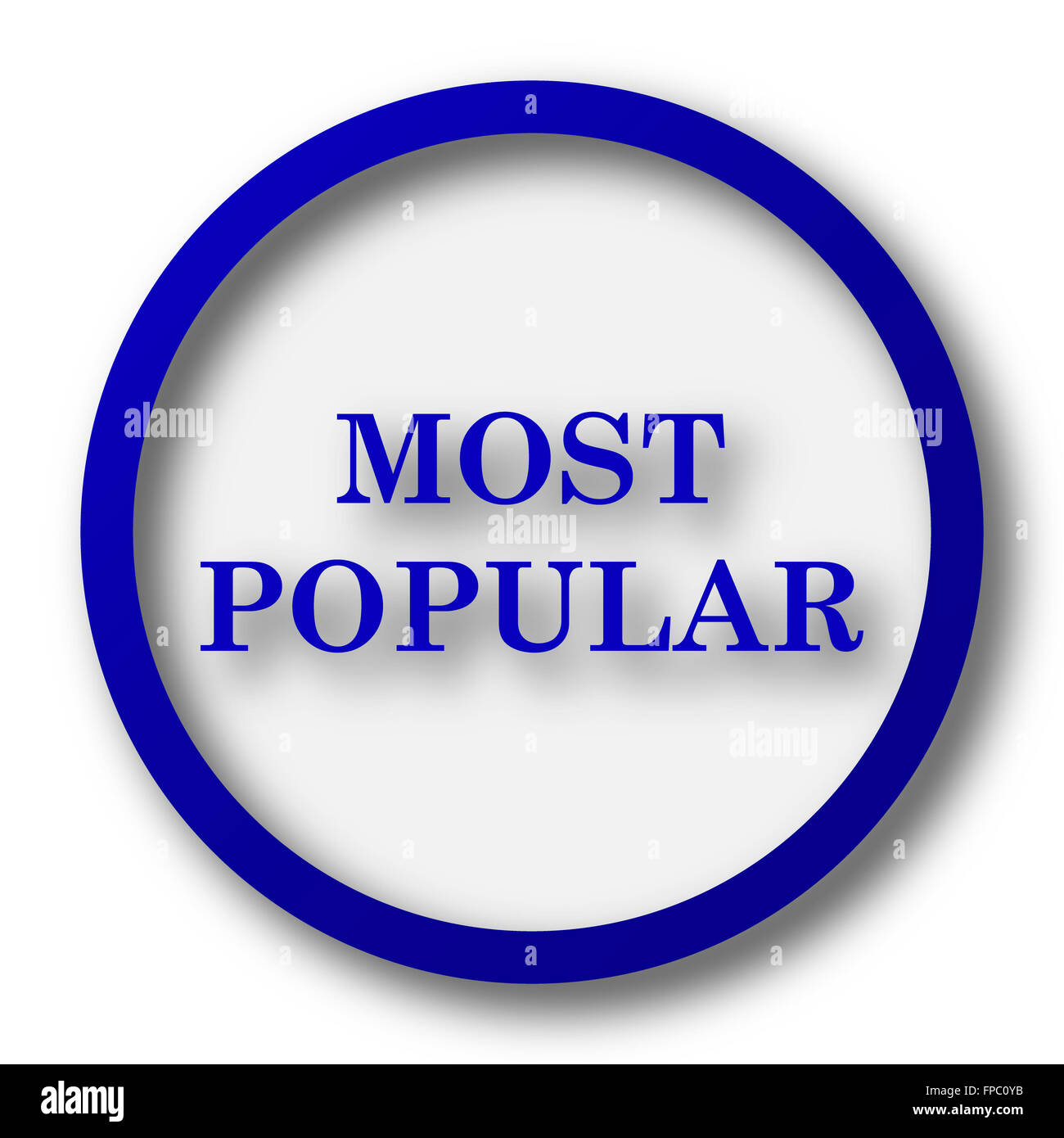Most popular icon. Blue internet button on white background Stock Photo ...