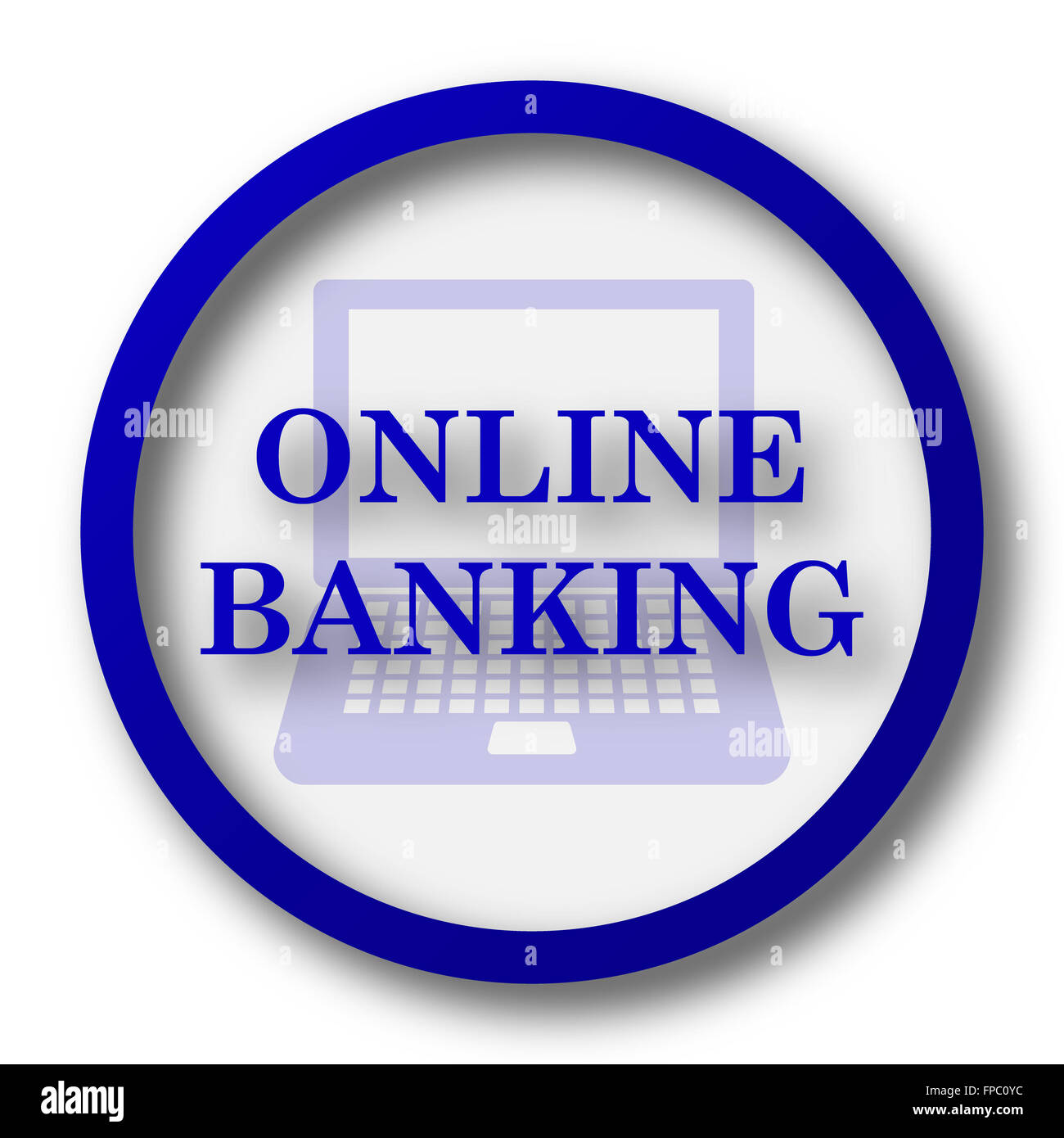 Online banking icon. Blue internet button on white background Stock ...