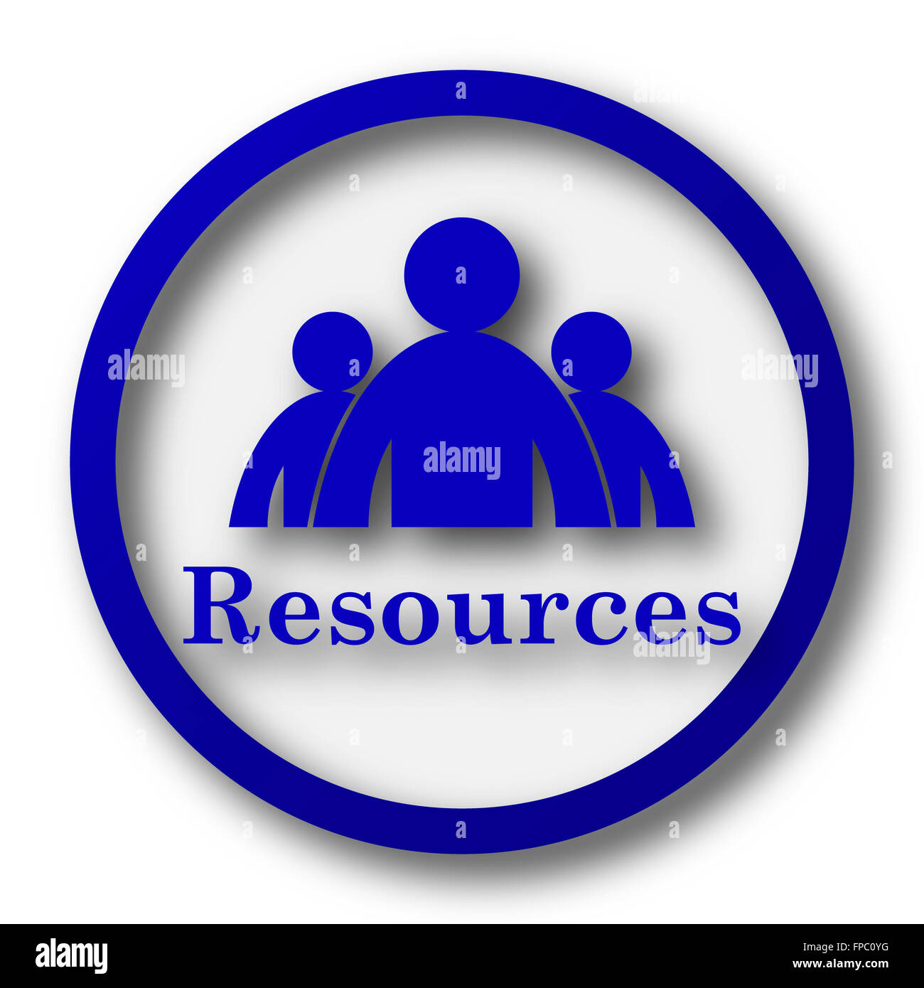 Resources icon. Blue internet button on white background Stock Photo ...
