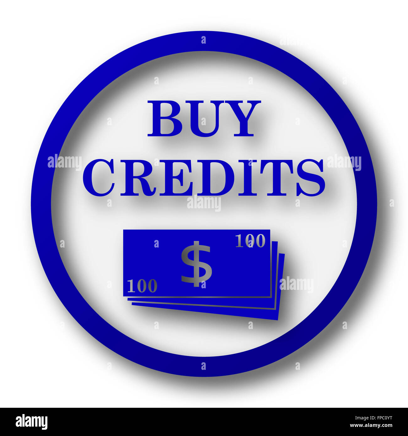 Buy credits icon. Blue internet button on white background Stock Photo ...