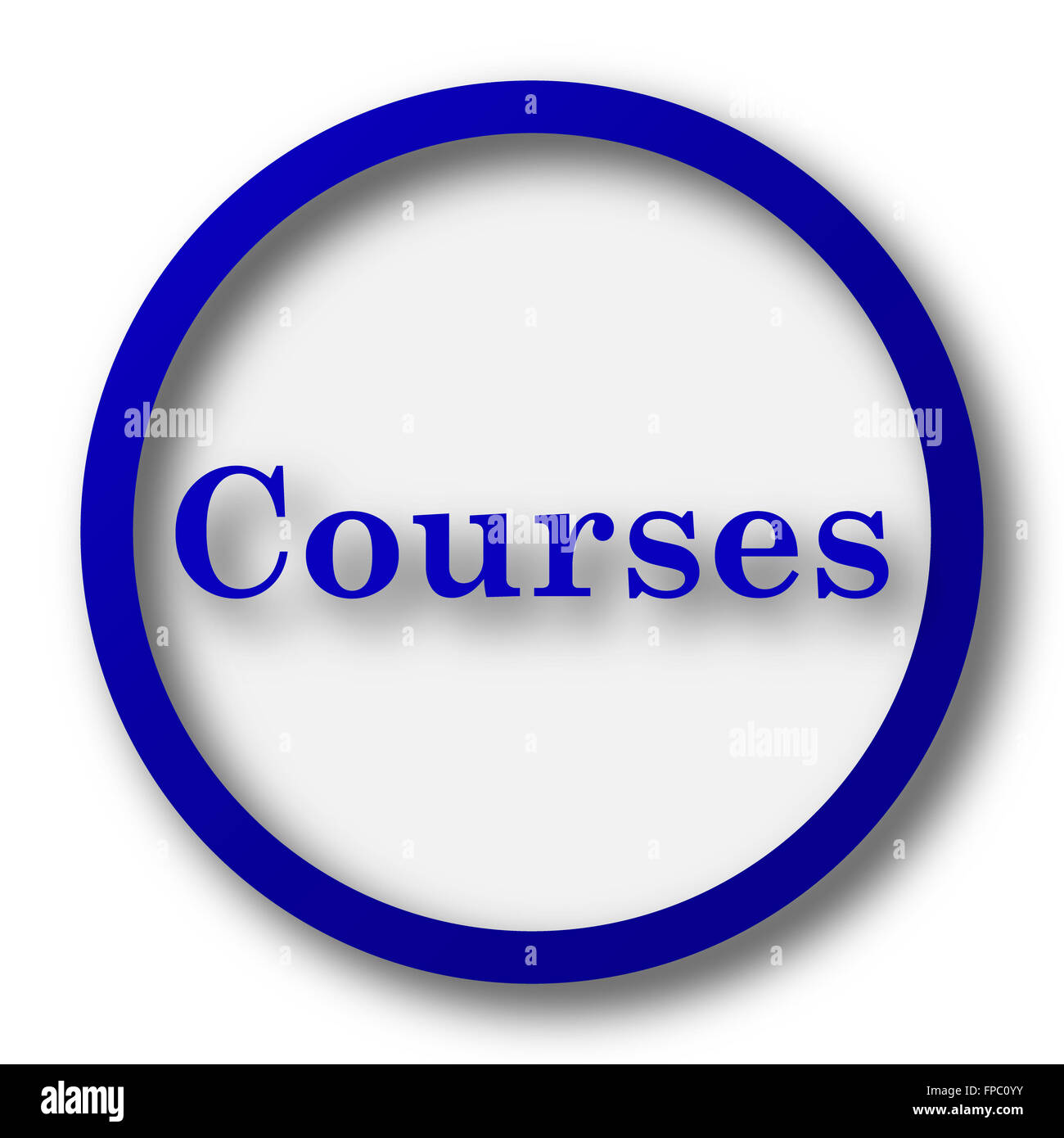 Courses icon. Blue internet button on white background Stock Photo - Alamy
