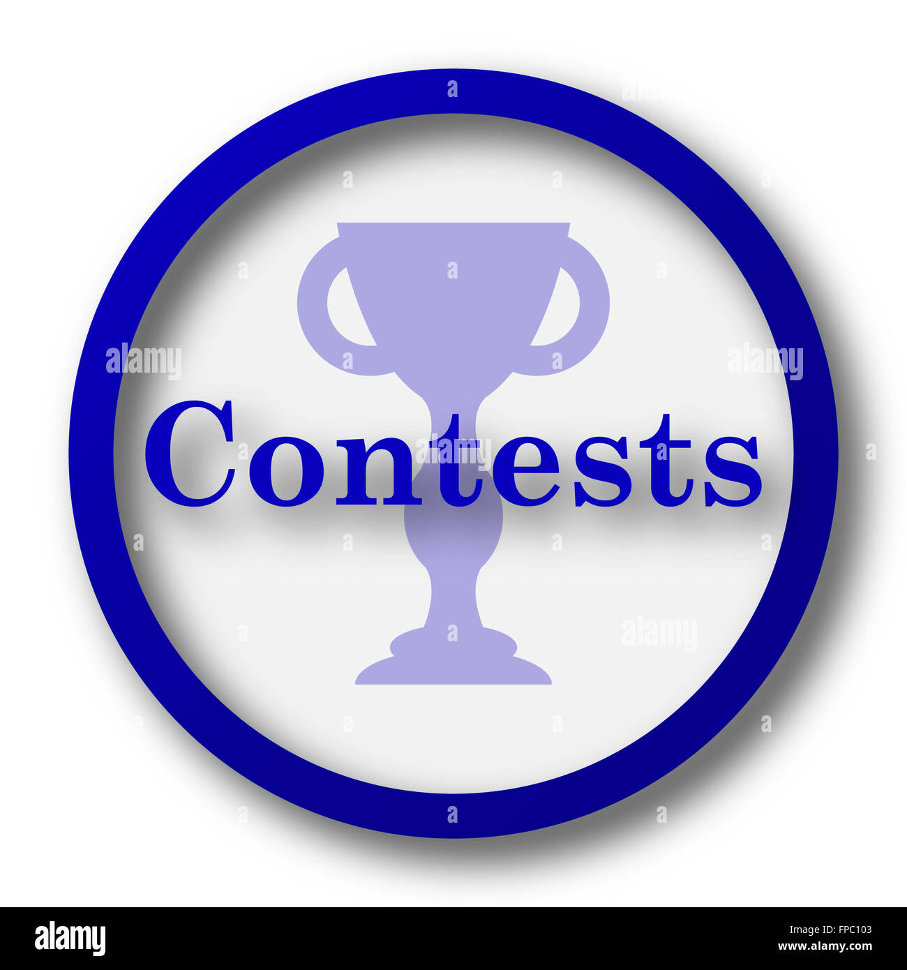 Contests icon. Blue internet button on white background Stock Photo - Alamy