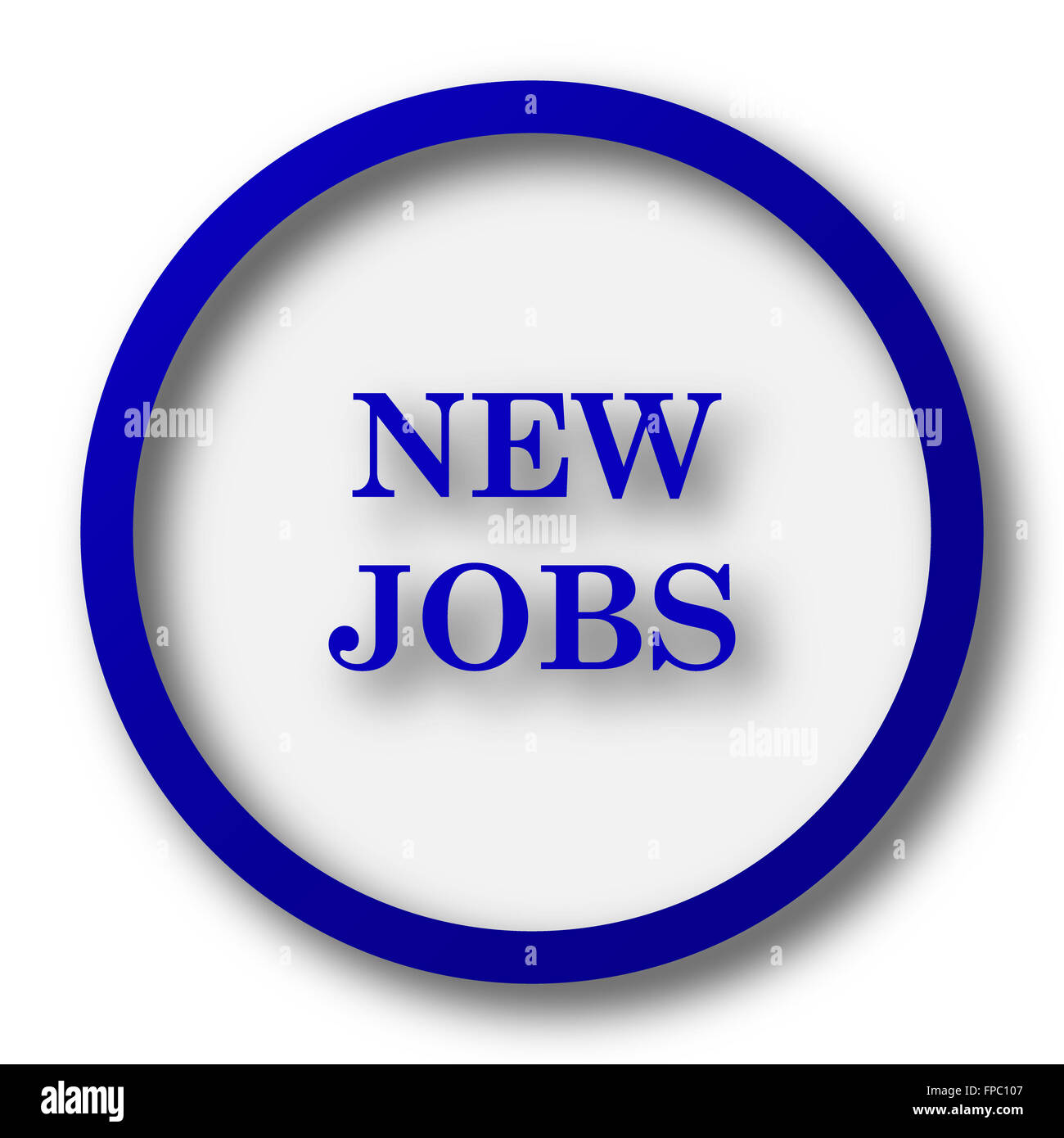 New jobs icon. Blue internet button on white background Stock Photo - Alamy