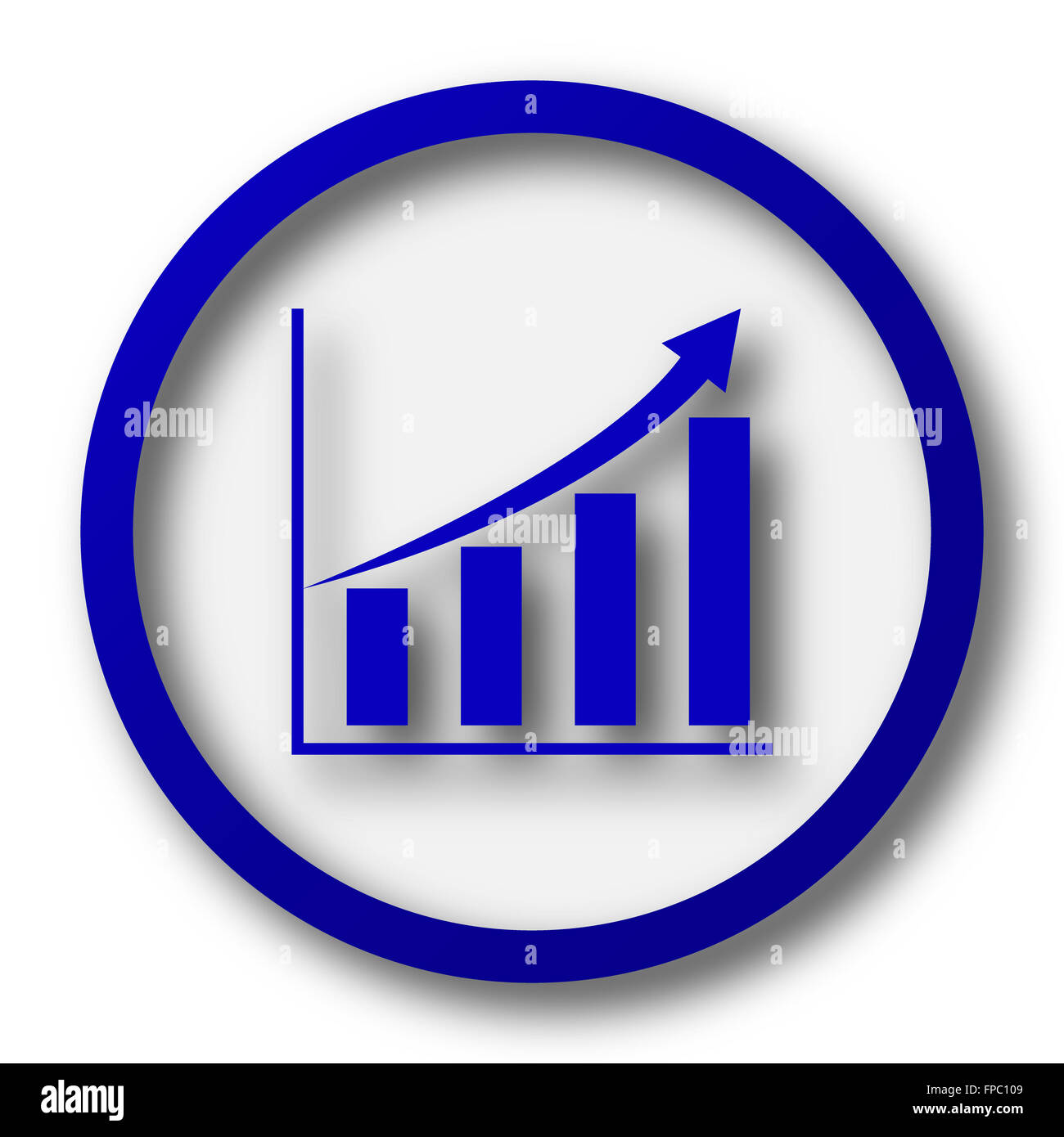 Chart icon. Blue internet button on white background Stock Photo - Alamy