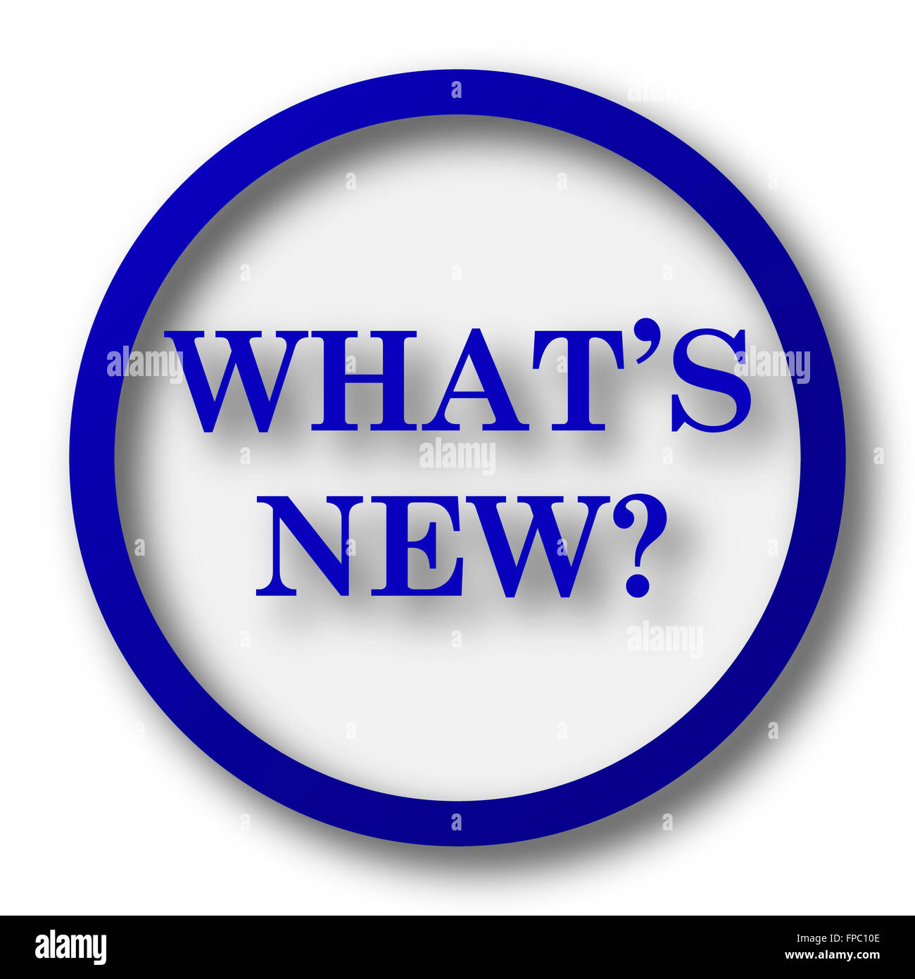 Whats new icon. Blue internet button on white background Stock Photo ...