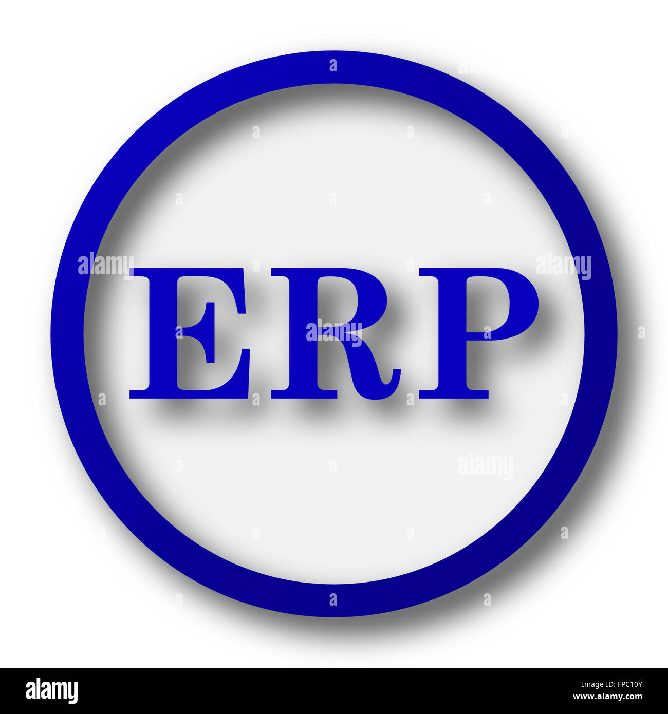 ERP icon. Blue internet button on white background Stock Photo - Alamy