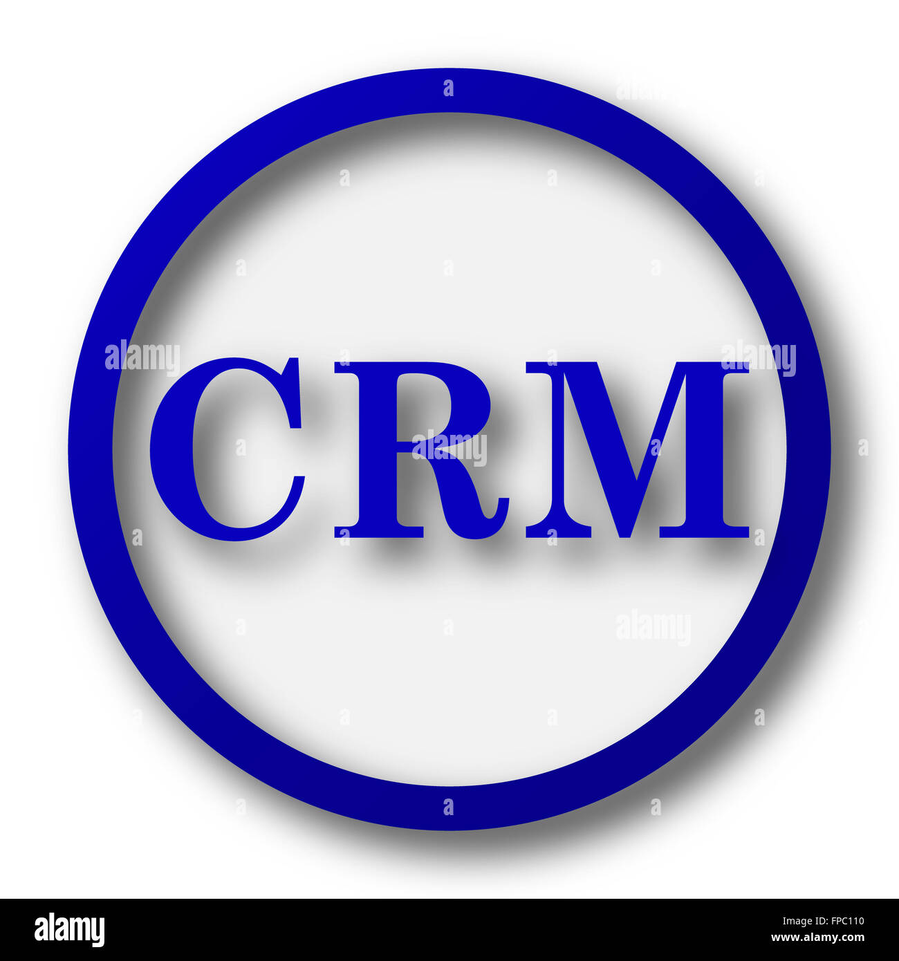 CRM icon. Blue internet button on white background Stock Photo - Alamy