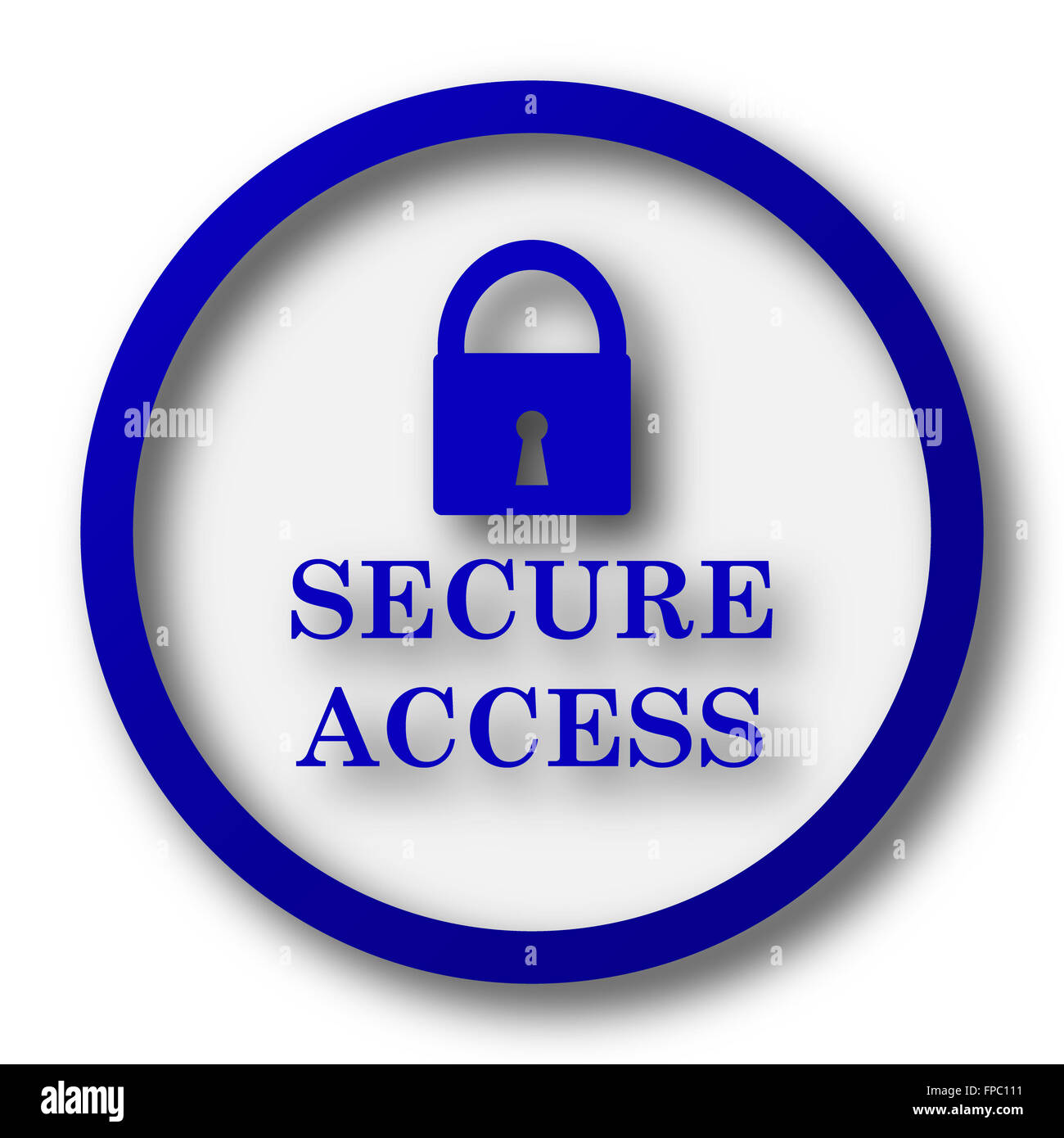 Secure access icon. Blue internet button on white background Stock ...