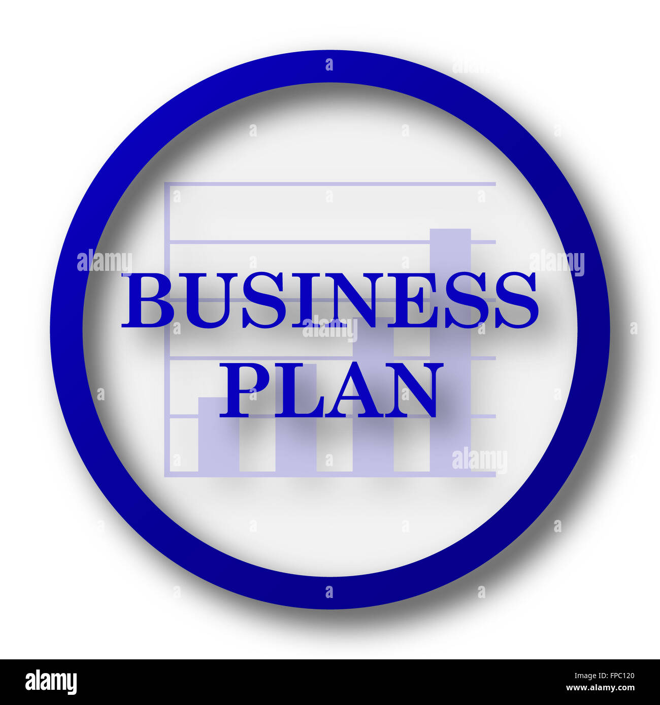 Business plan icon. Blue internet button on white background Stock ...