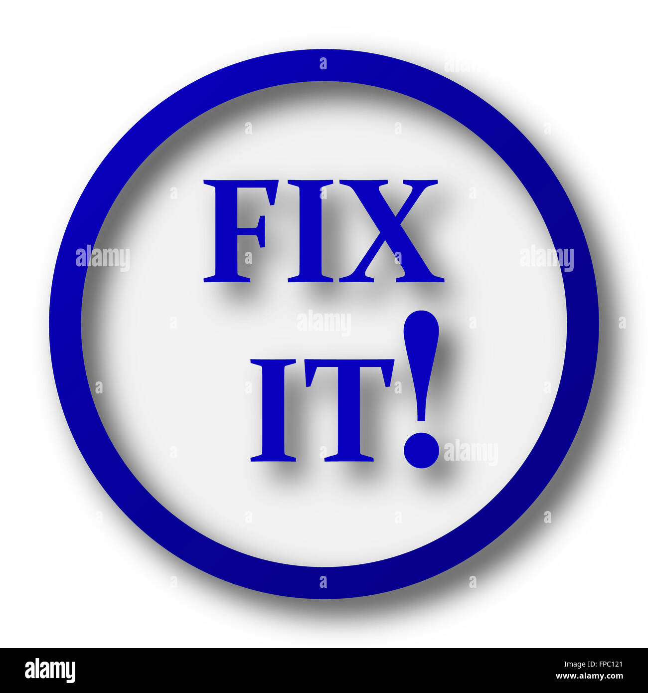 Fix it icon. Blue internet button on white background Stock Photo - Alamy
