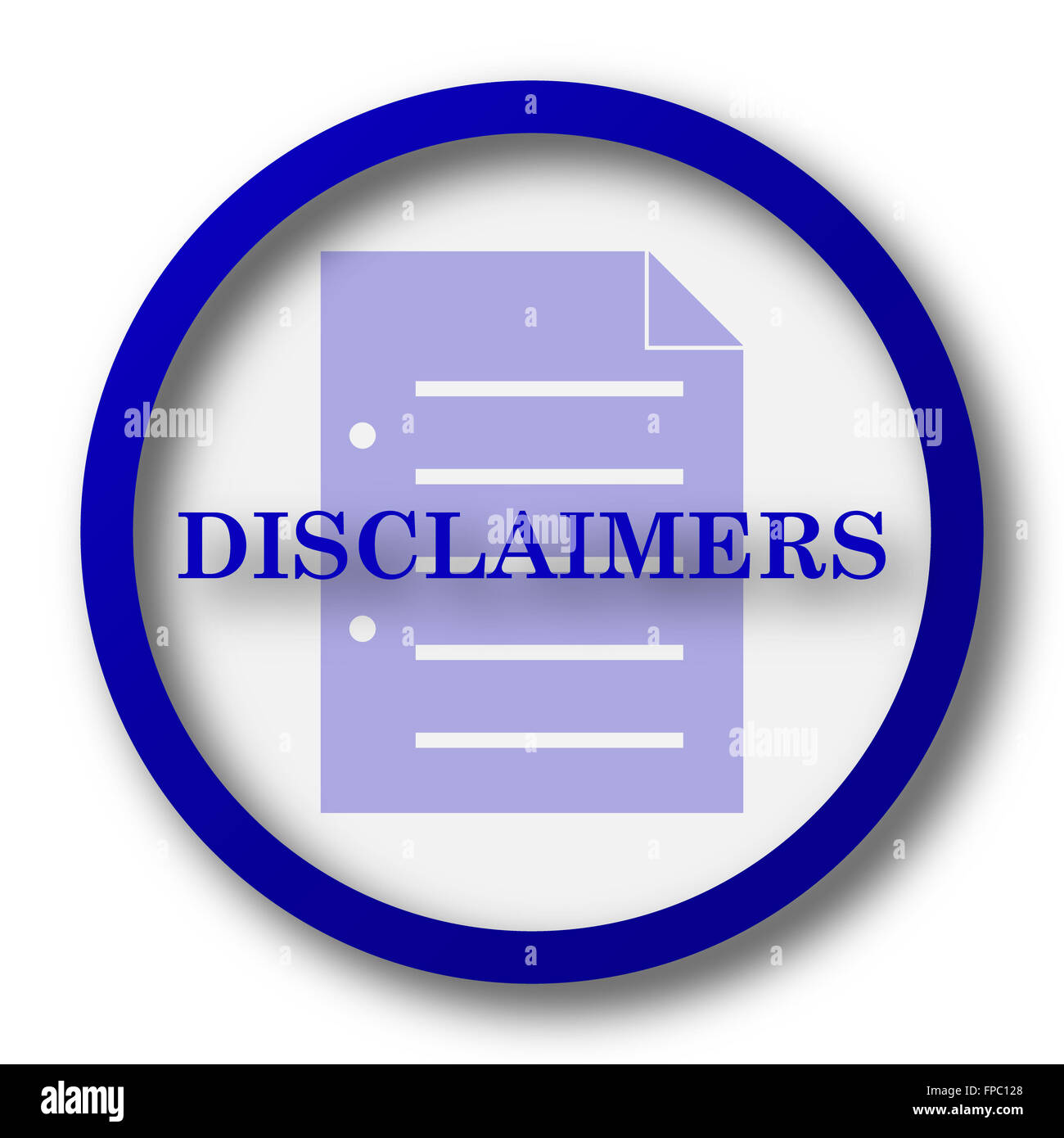 Disclaimers icon. Blue internet button on white background Stock Photo ...