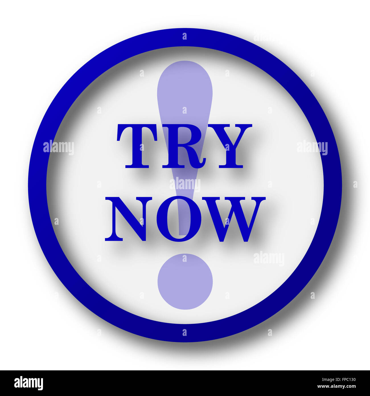 Try now icon. Blue internet button on white background Stock Photo - Alamy