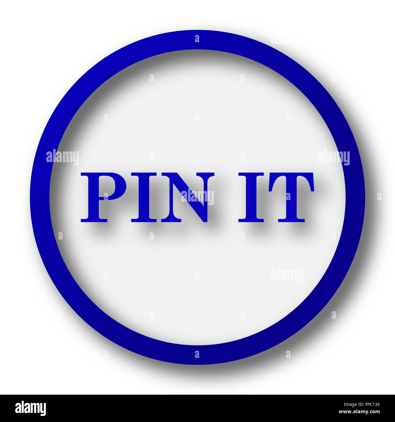 Pin it icon. Blue internet button on white background Stock Photo - Alamy
