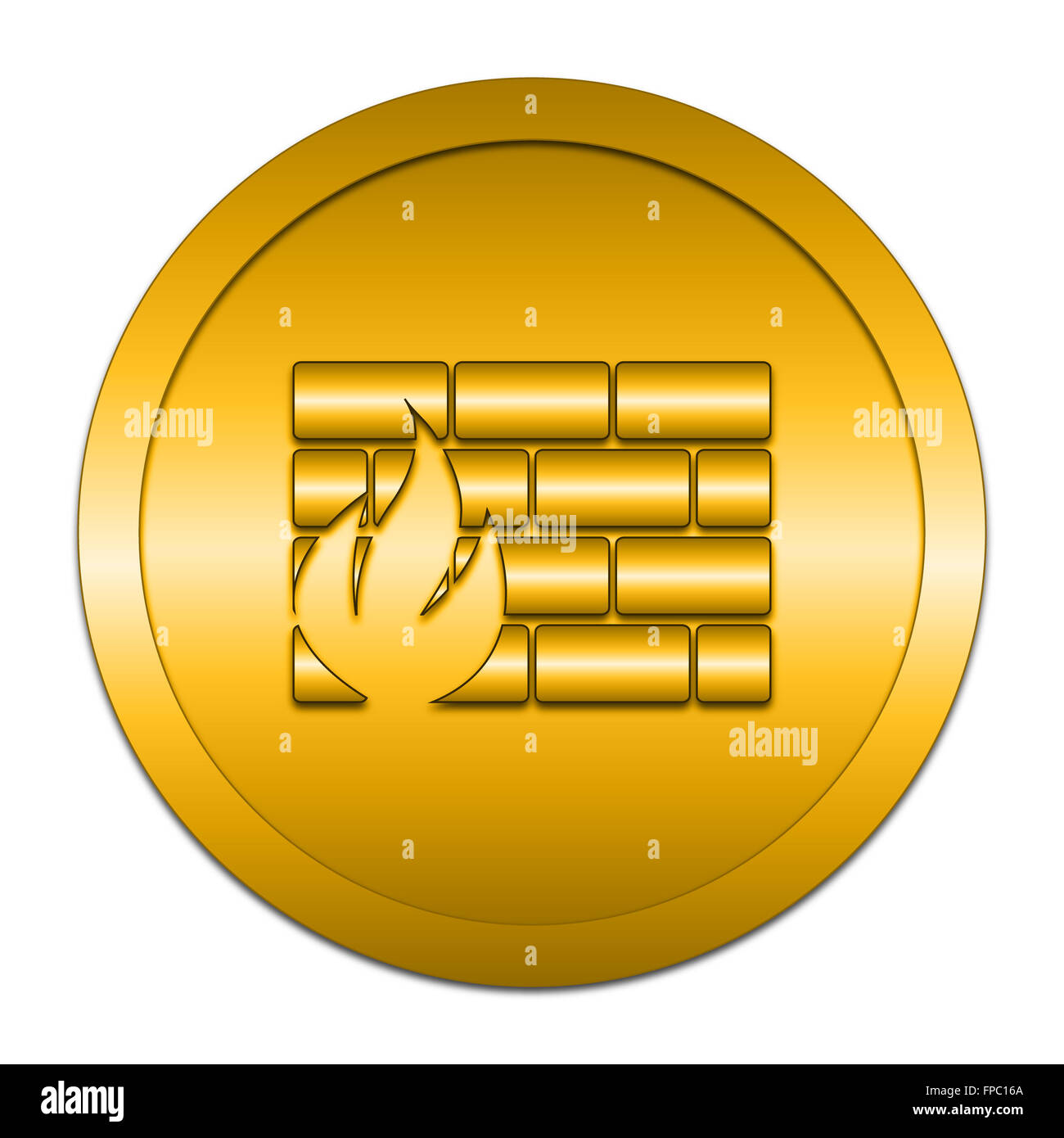 Firewall icon. Internet button on white background Stock Photo - Alamy