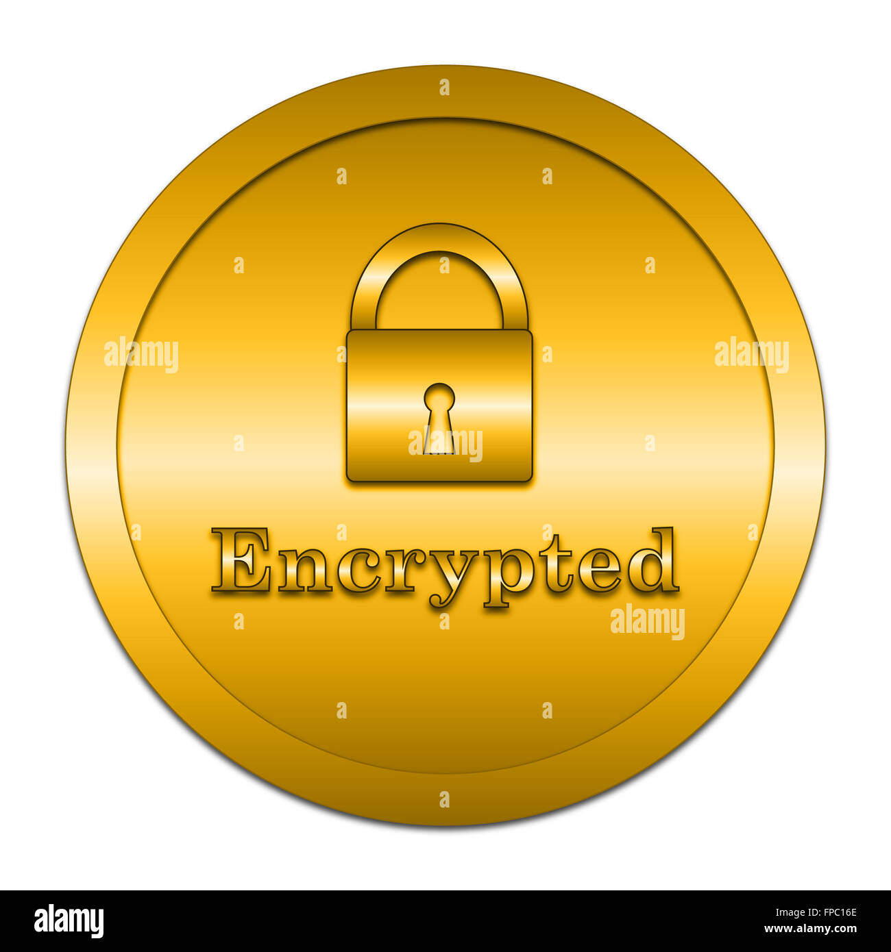 Encrypted icon. Internet button on white background Stock Photo - Alamy