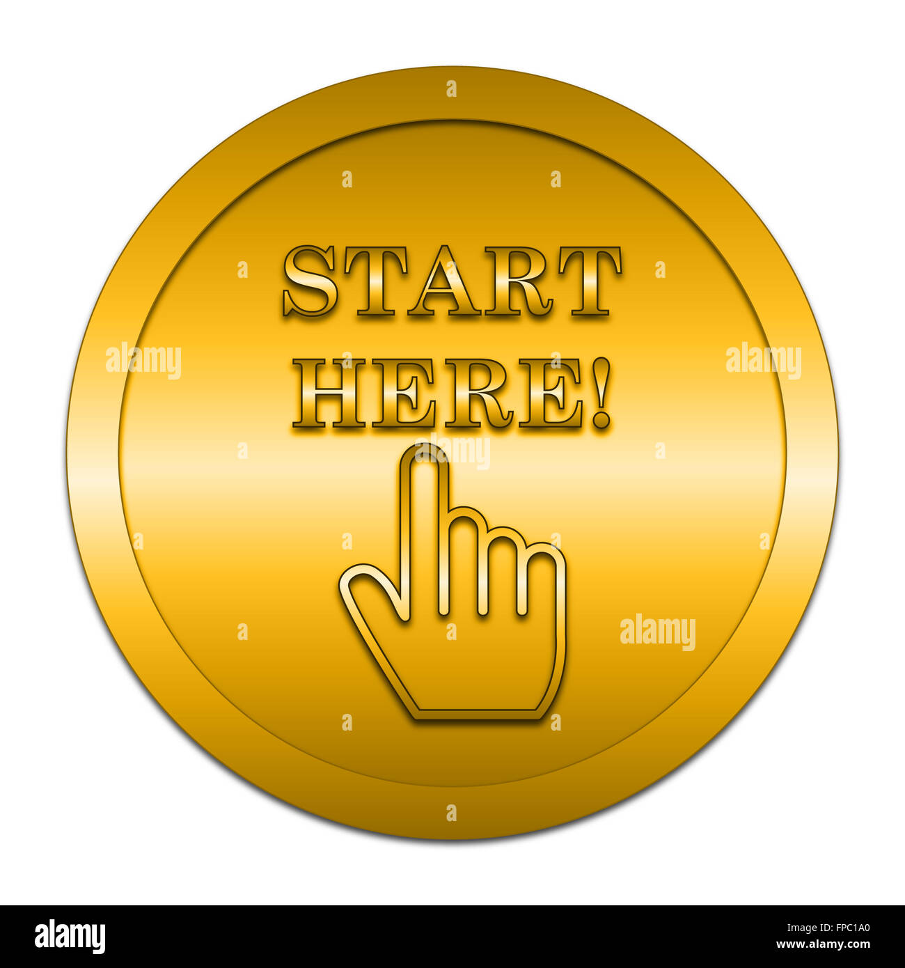 Start here icon. Internet button on white background Stock Photo - Alamy