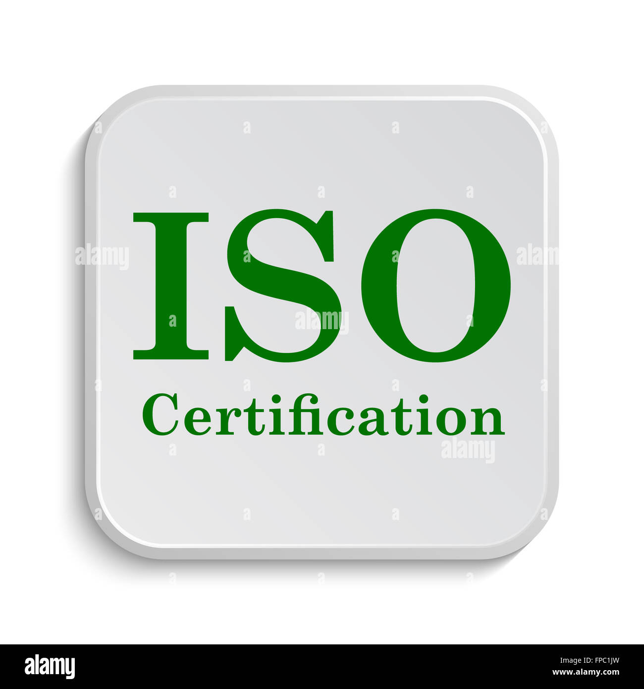 ISO certification icon. Internet button on white background Stock Photo ...