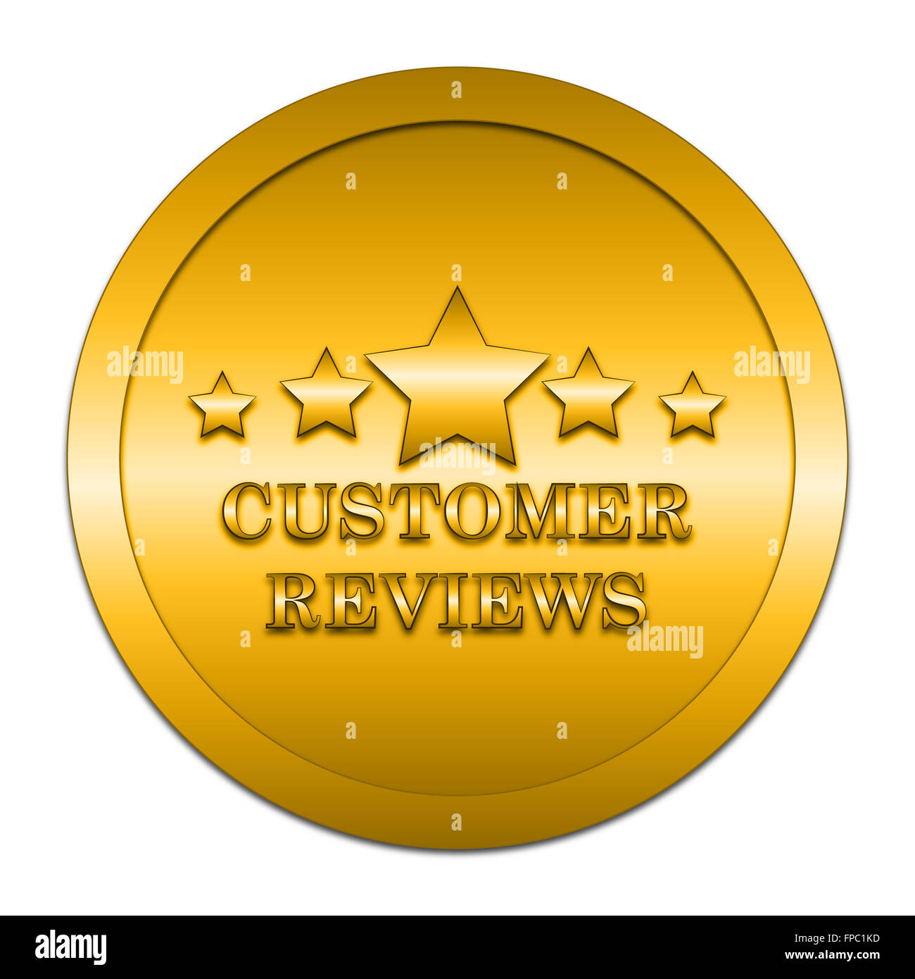 Customer reviews icon. Internet button on white background Stock Photo ...