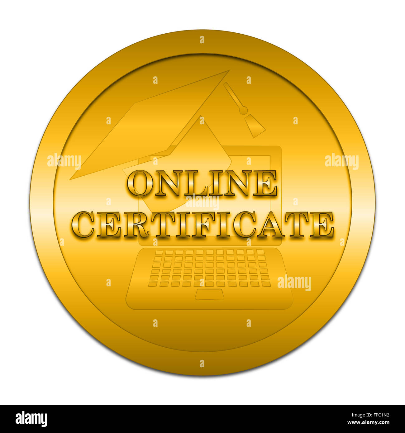 Online certificate icon. Internet button on white background Stock ...