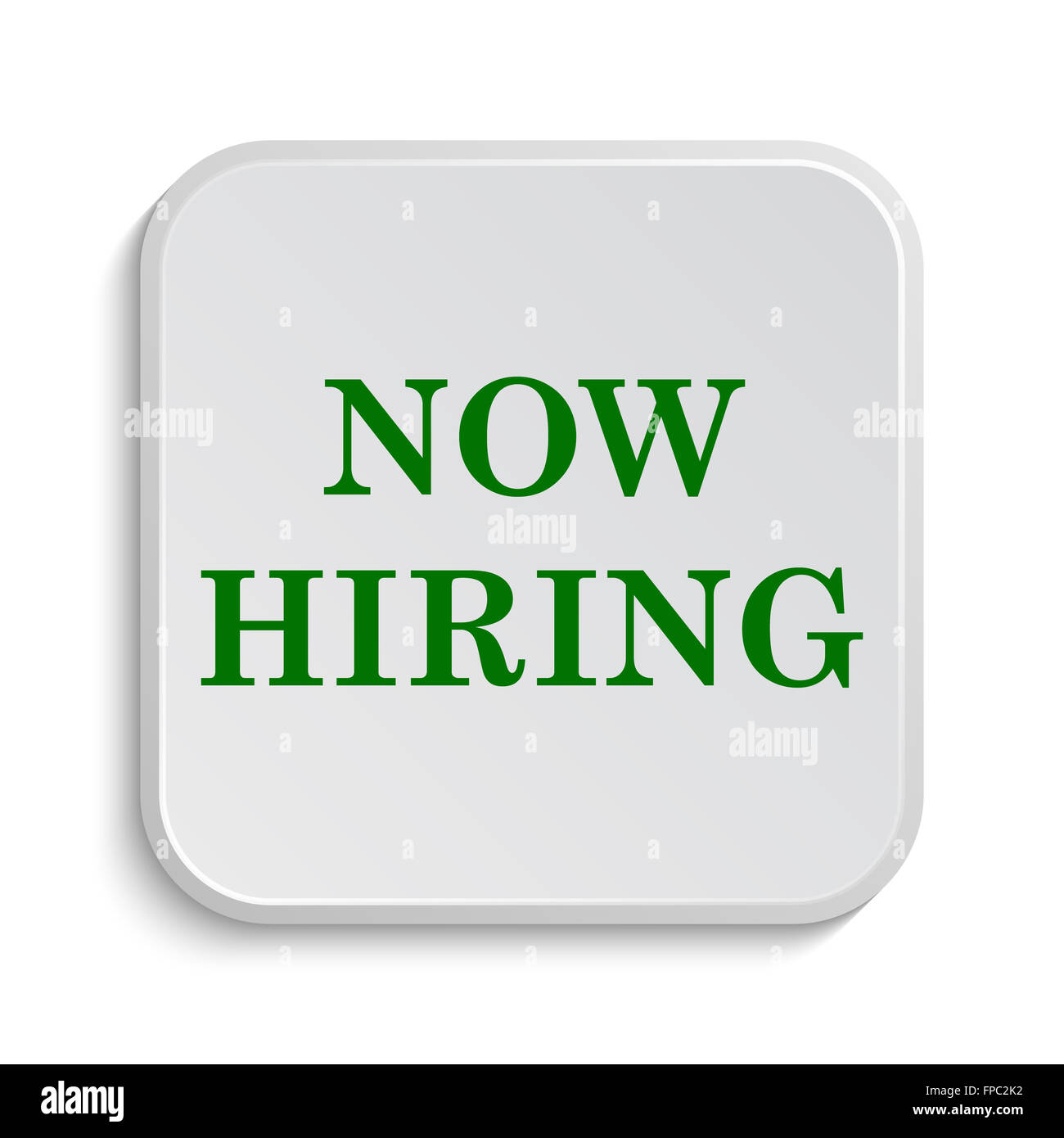 Now hiring icon. Internet button on white background Stock Photo - Alamy