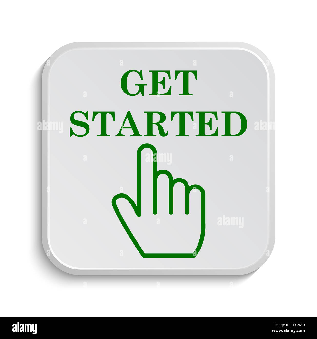 Get started icon. Internet button on white background Stock Photo - Alamy