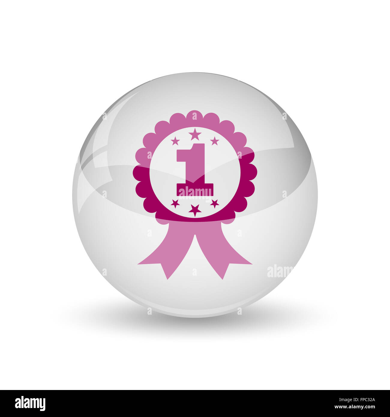 First prize ribbon icon. Internet button on white background Stock ...