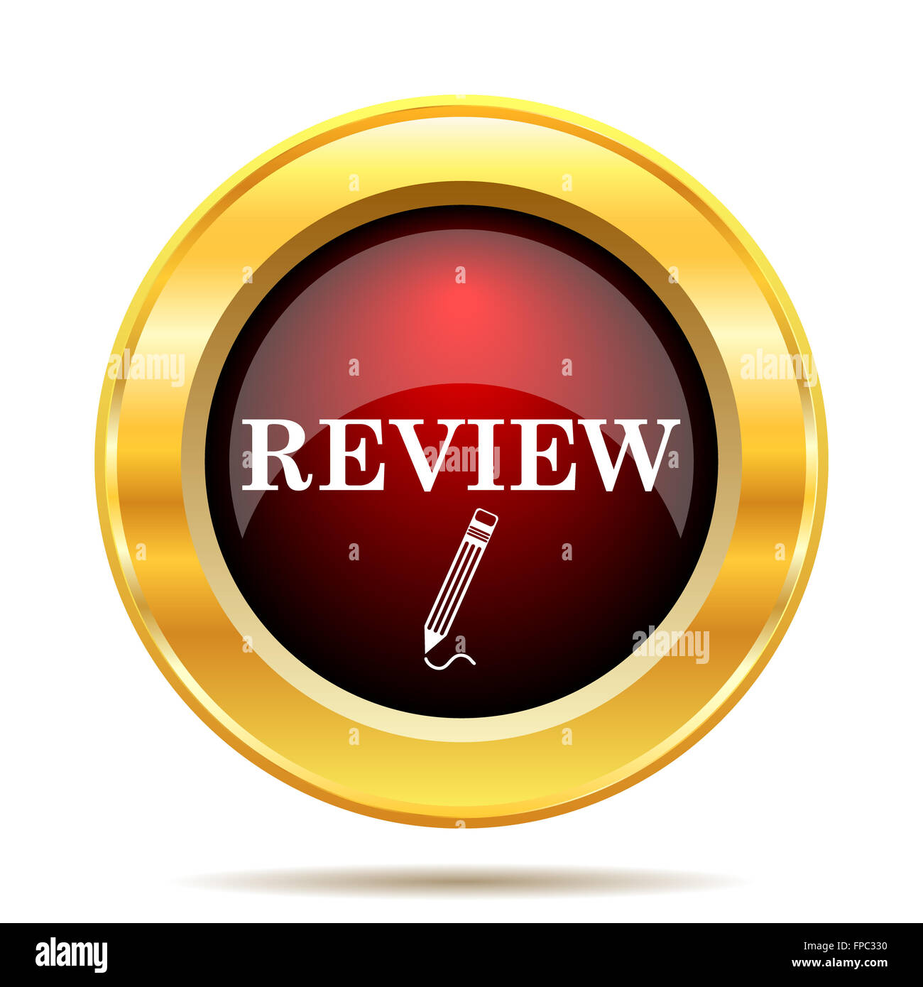 Review icon. Internet button on white background Stock Photo - Alamy