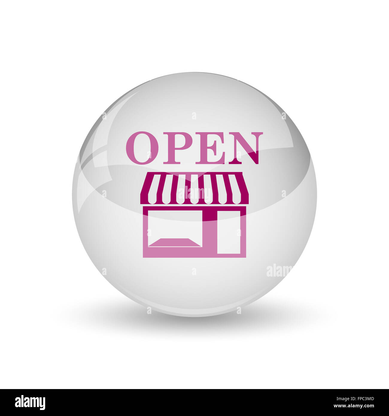 Open store icon. Internet button on white background Stock Photo - Alamy